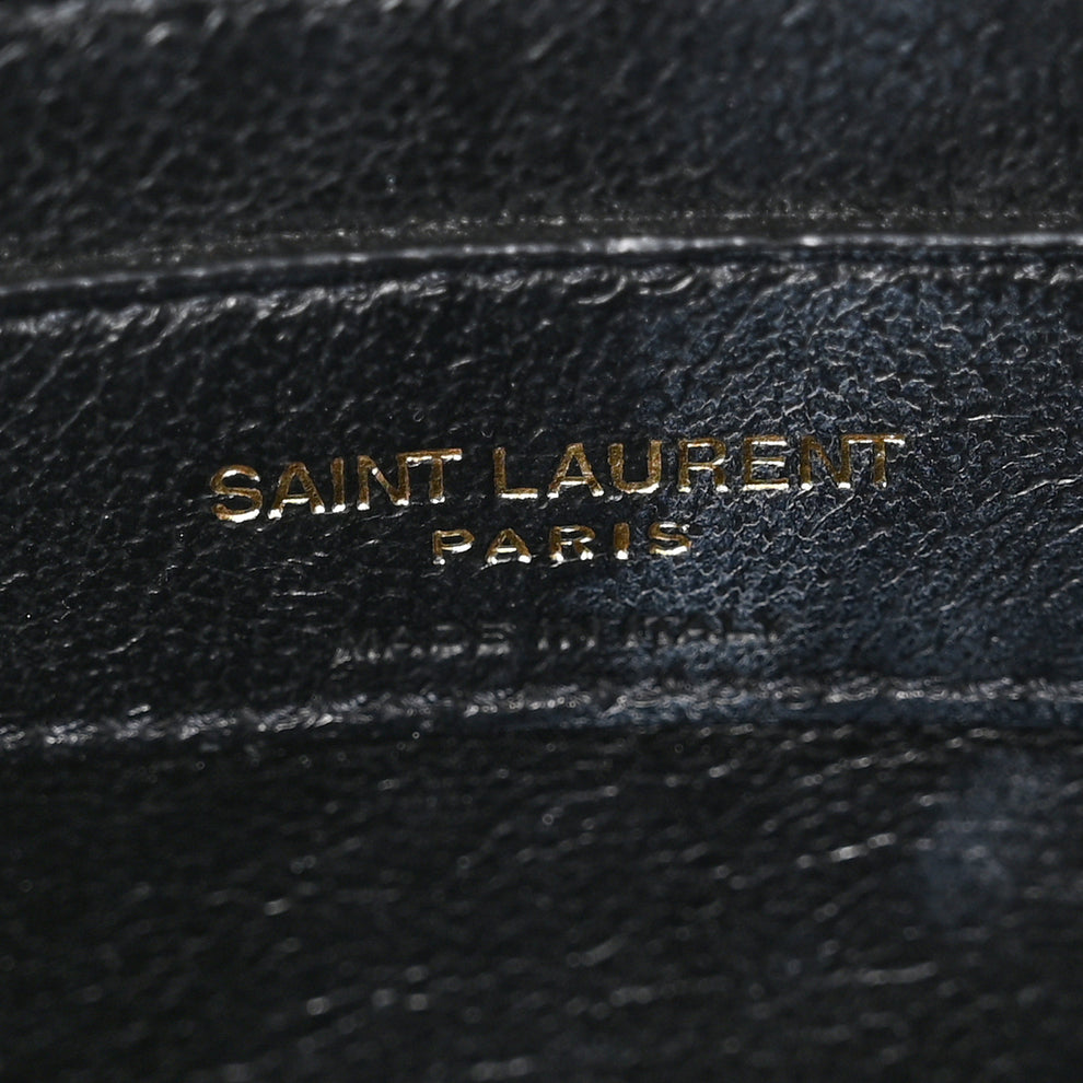 Saint Laurent Shiny Calfskin Crocodile Embossed Small Manhattan ...