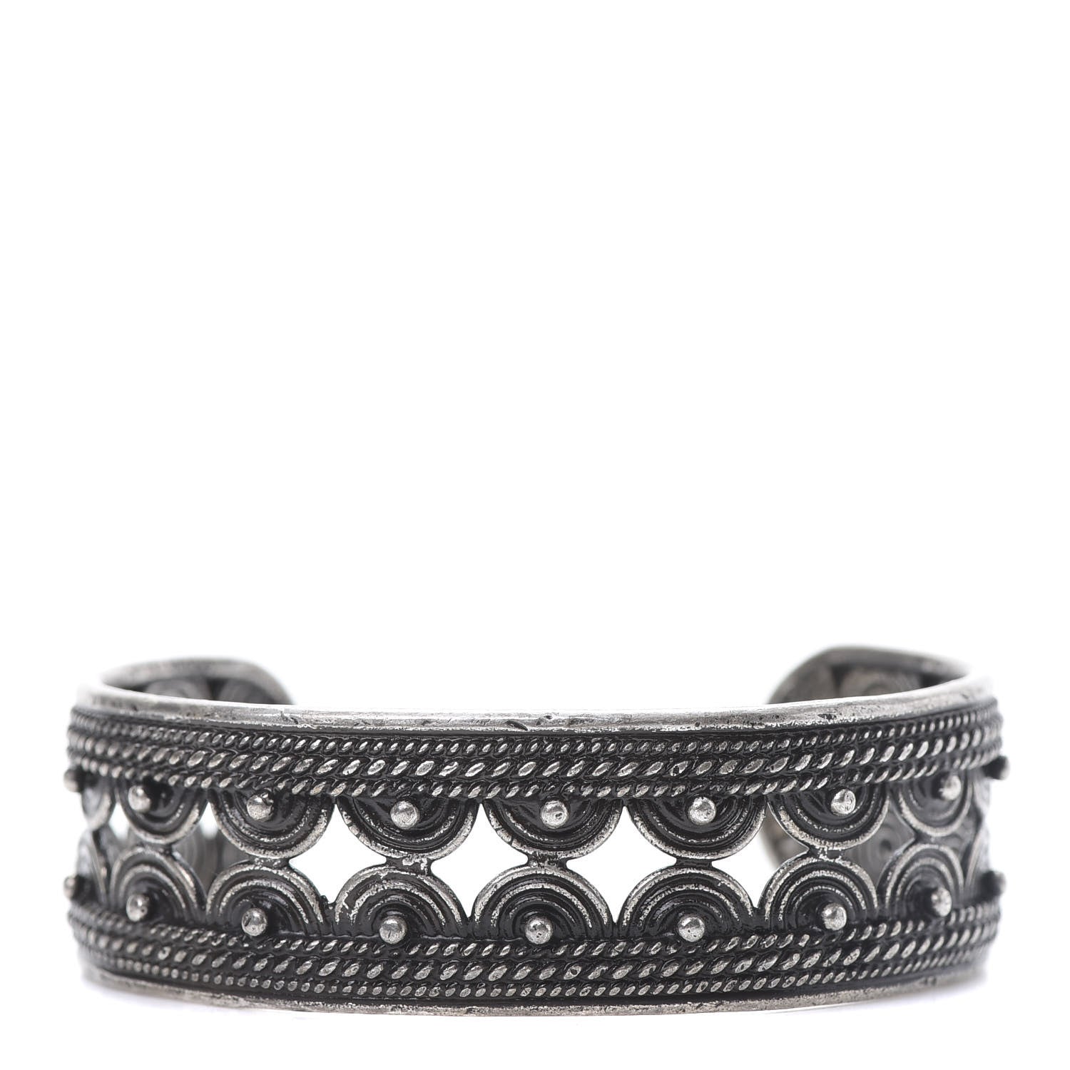 Saint Laurent Brass Marrakech Cuff Bracelet Silver 684146 – FASHIONPHILE