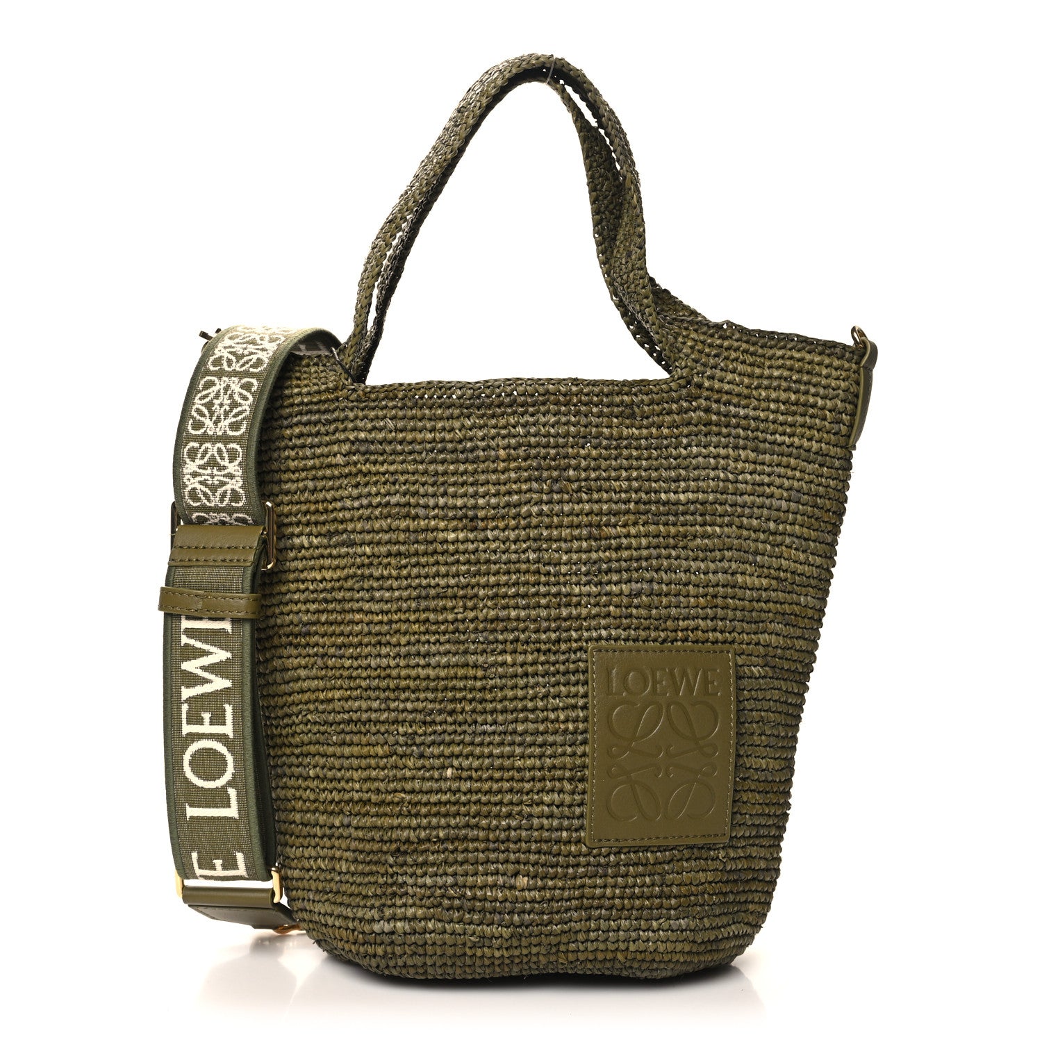 Loewe Raffia Mini Slit Tote Bag Natural Olive 1616472 – FASHIONPHILE