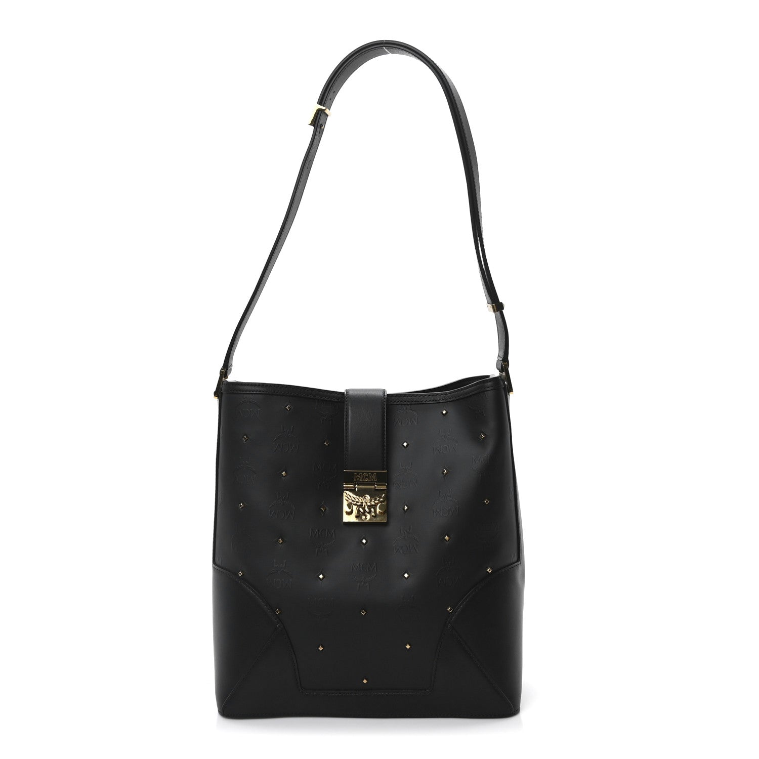 MCM Coated Canvas Claudia Studs Crossbody Bag Black 1757382 – FASHIONPHILE