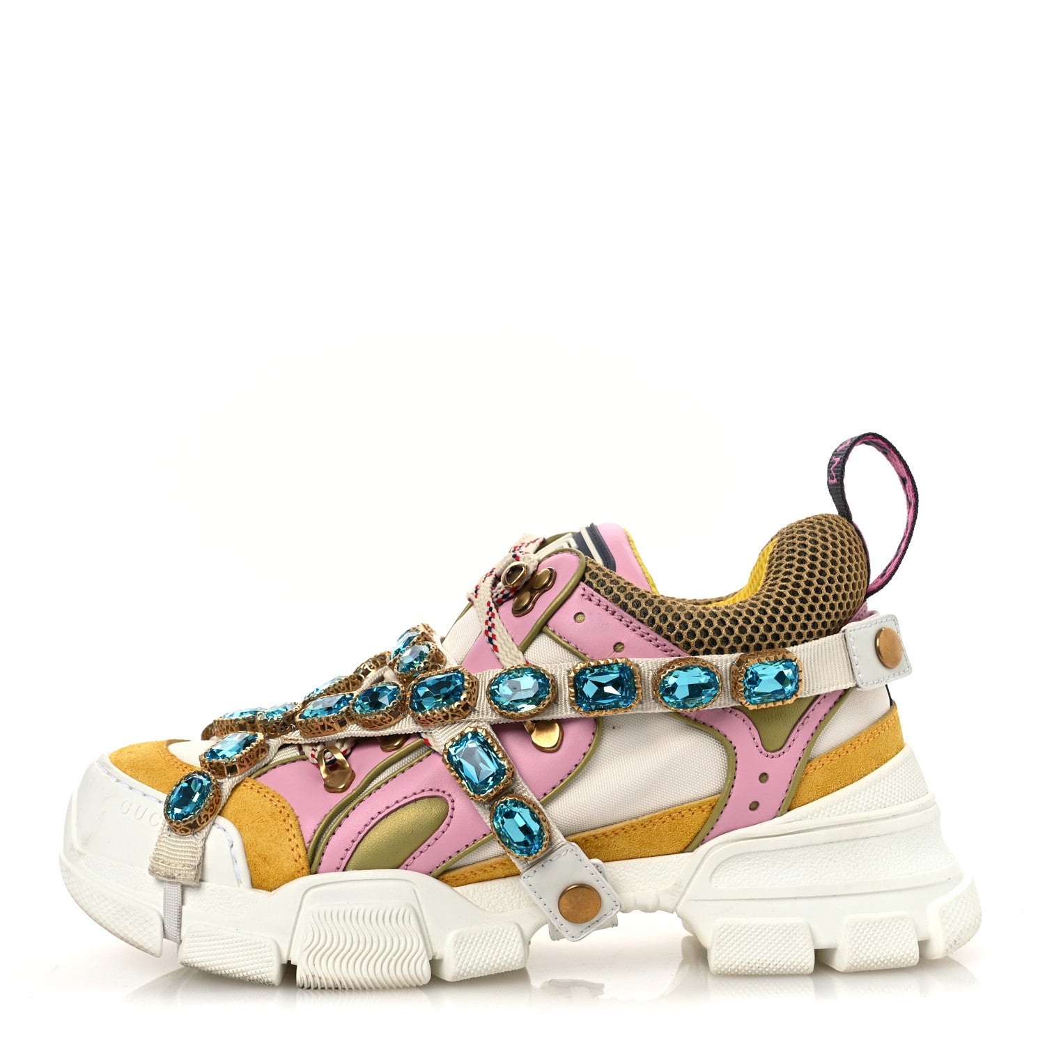 Gucci X SEGA Nylon Calfskin Suede Removable Crystals Flashtrek Sneakers ...