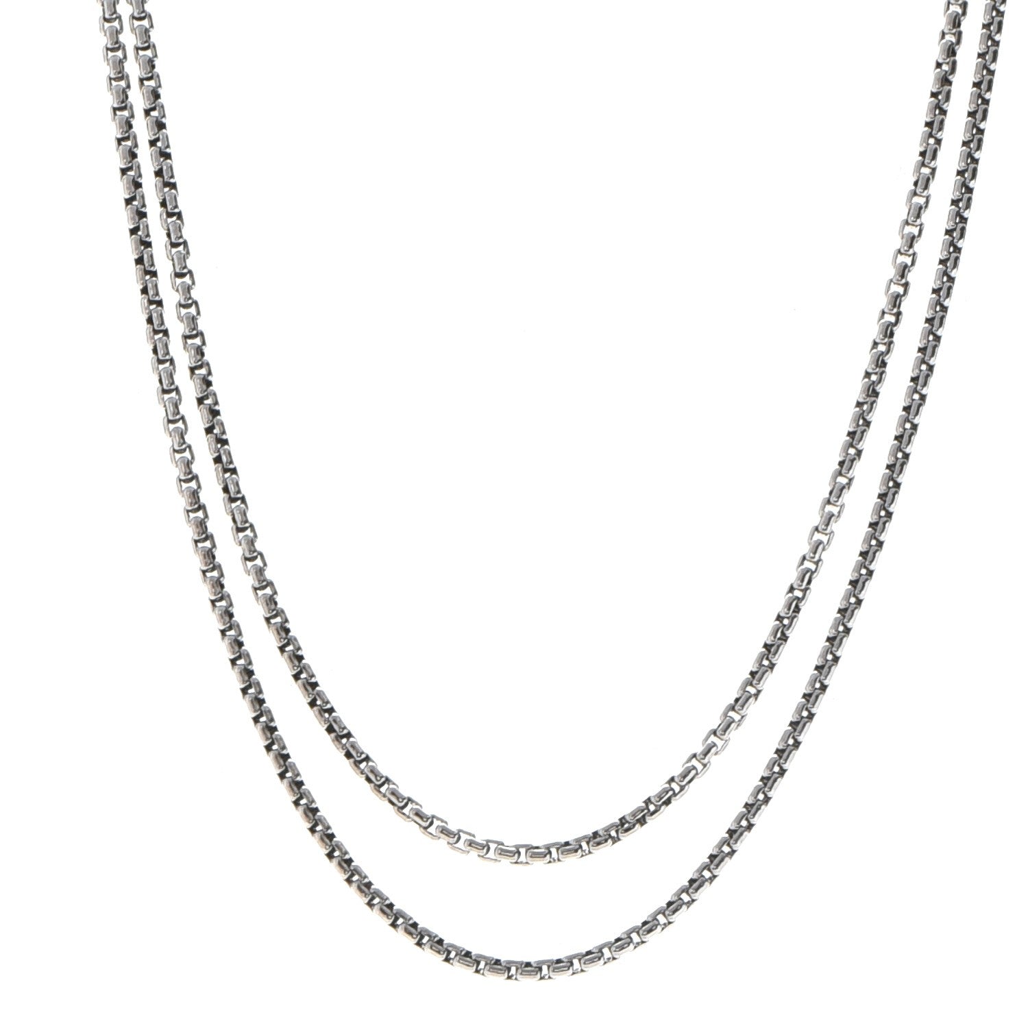 David Yurman Sterling Silver 2.7mm Small Box Chain Necklace 32" 236240 ...