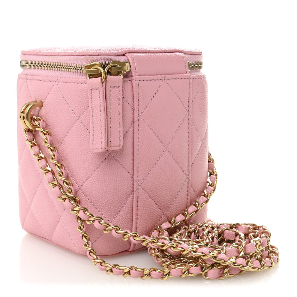 Chanel Caviar Quilted Tiny CC Vanity Case With Chain Pink 1772795 ...