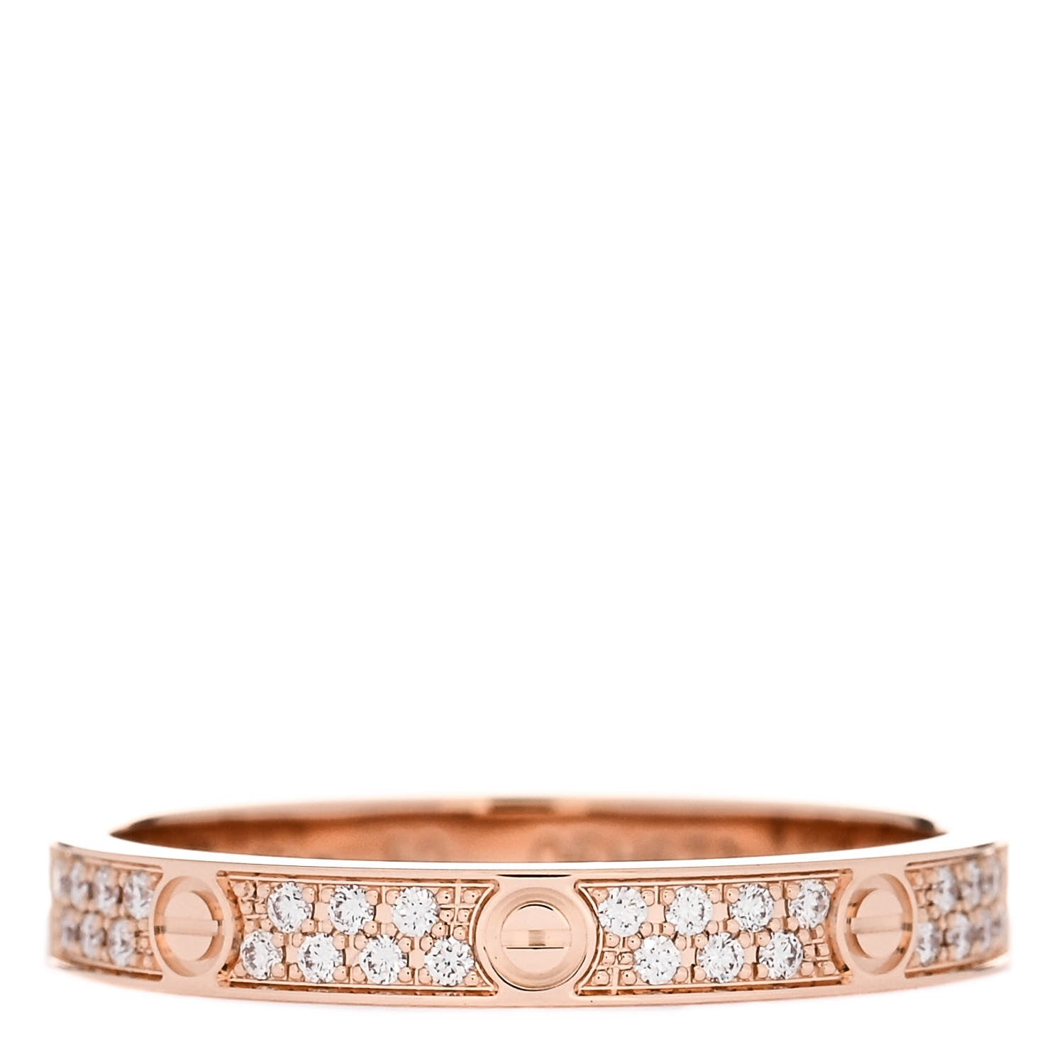 Cartier 18K Pink Gold Diamond 2.6mm LOVE Paved Band Ring 50 5.25 ...