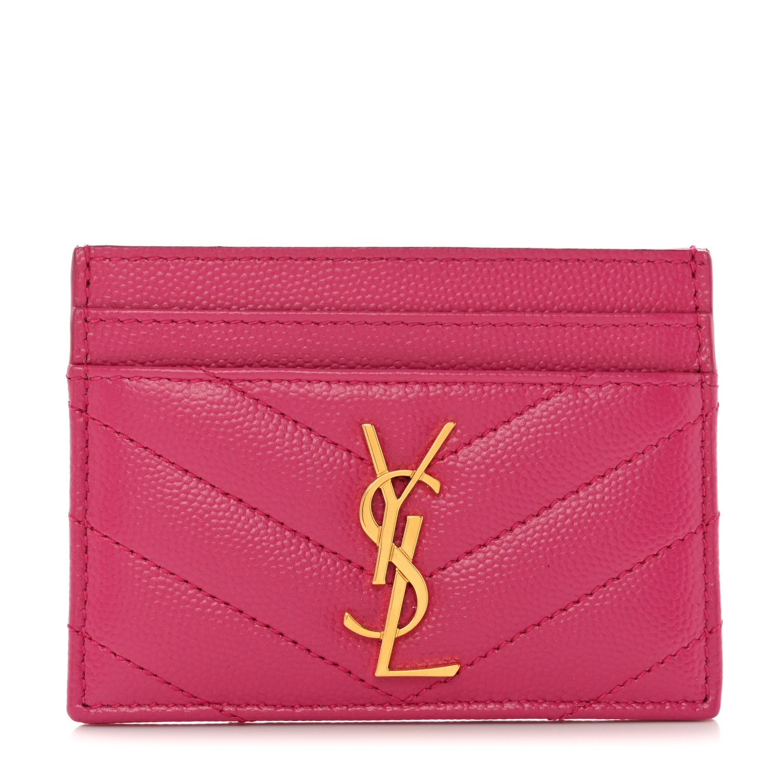 Saint Laurent Grain De Poudre Matelasse Chevron Monogram Credit Card ...