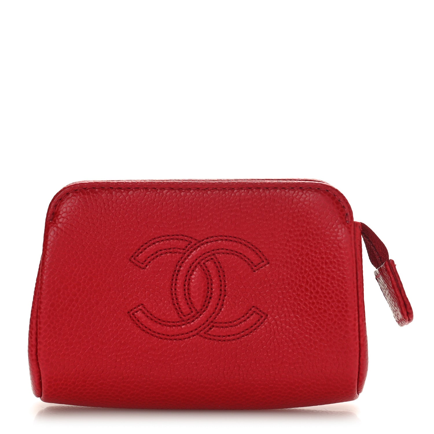 Chanel Caviar Timeless CC Cosmetic Pouch Bag Red 1459533 – FASHIONPHILE