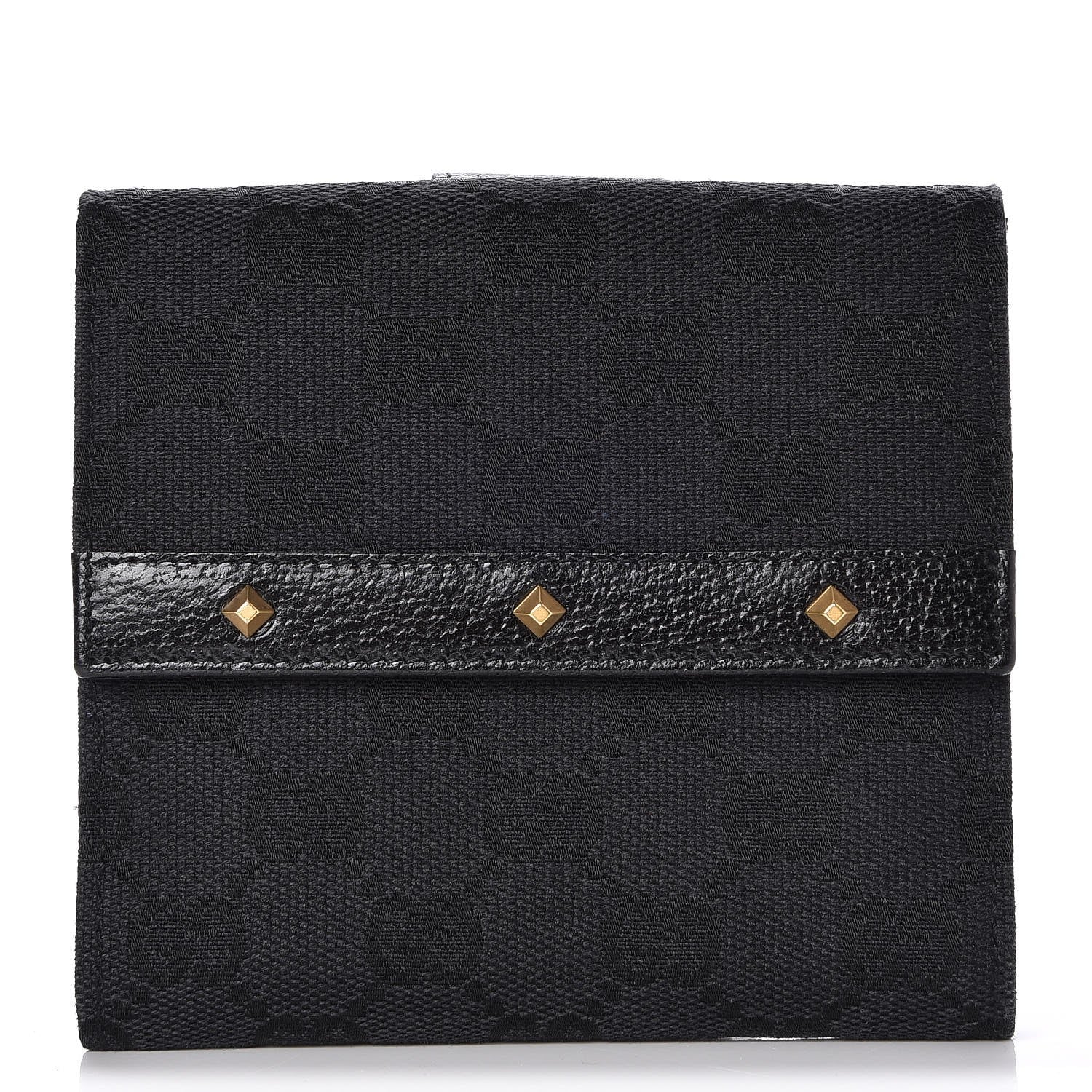 Gucci Monogram Studded French Flap Wallet Black 247655 – FASHIONPHILE