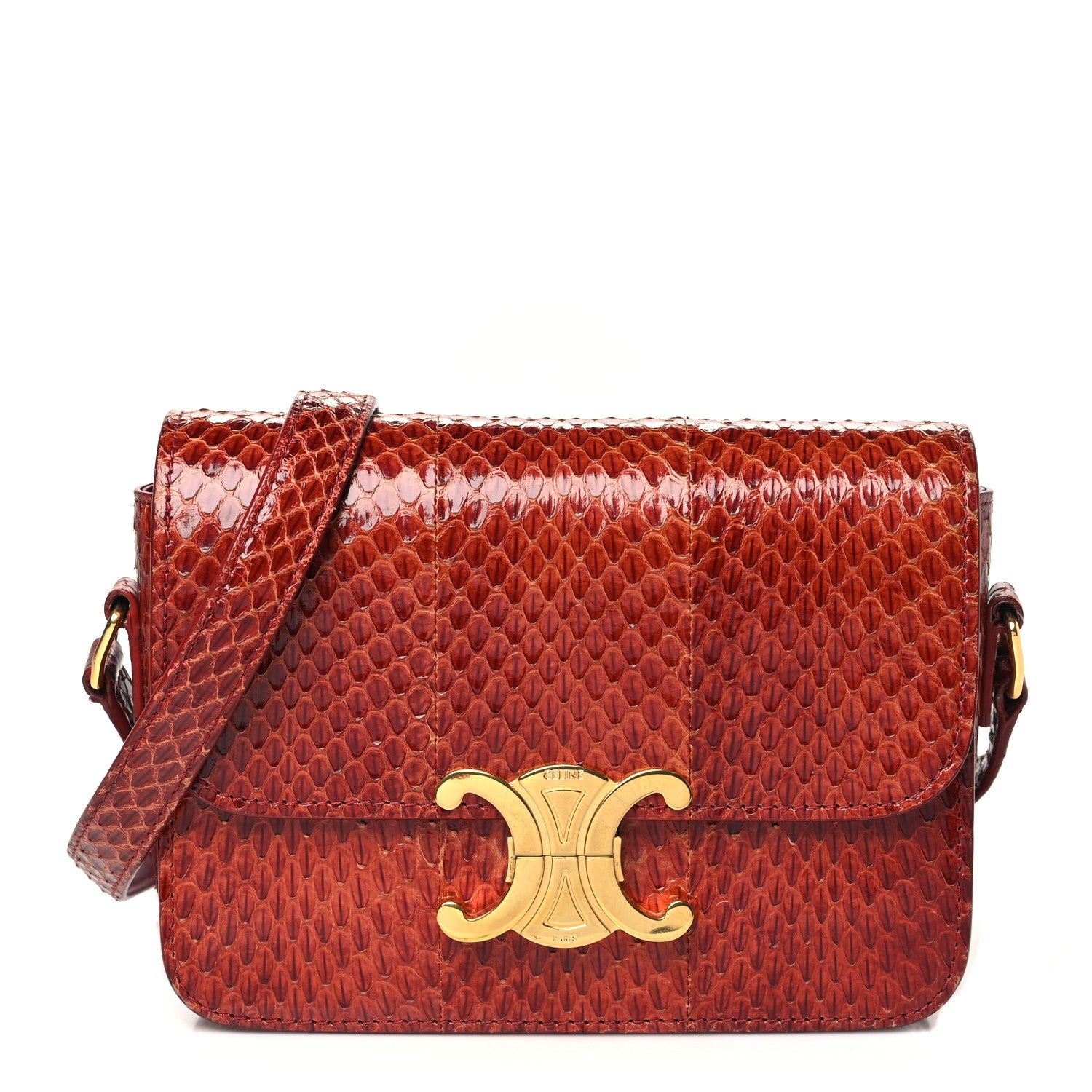 Celine Watersnake Teen Triomphe Ruby 1676817 – FASHIONPHILE