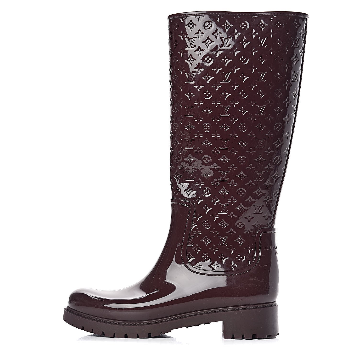 Louis Vuitton Rubber Embossed Monogram Splash Rain Boots 41 Burgundy ...
