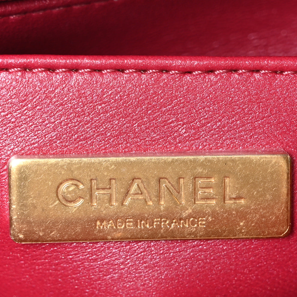 Chanel Mirror Metallic Calfskin Quilted Mini Top Handle Flap Pink ...