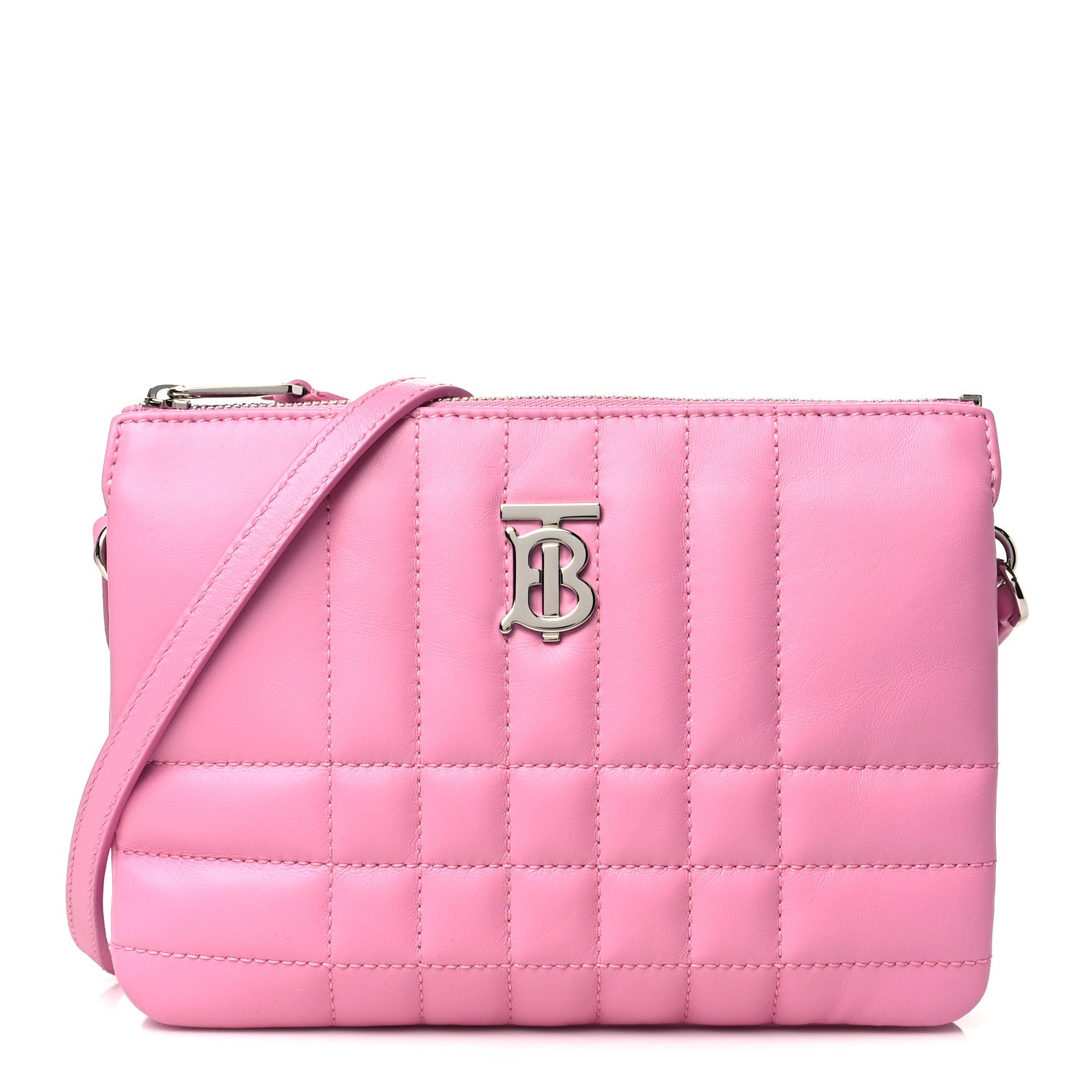 Burberry Lambskin Quilted Lola Double Pouch Crossbody Primrose Pink ...