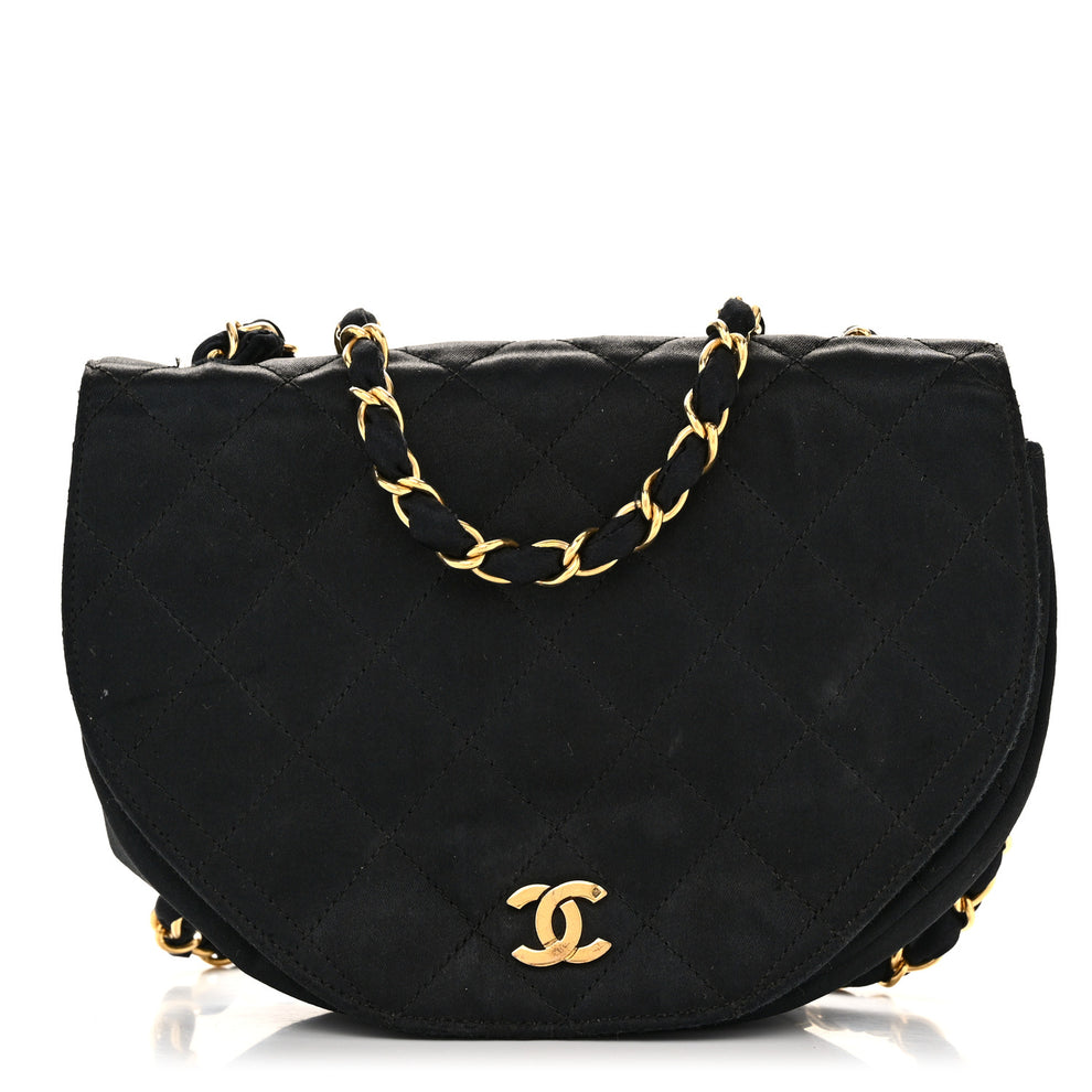 Chanel Satin Quilted Half Moon Flap Black 1797578 – FASHIONPHILE