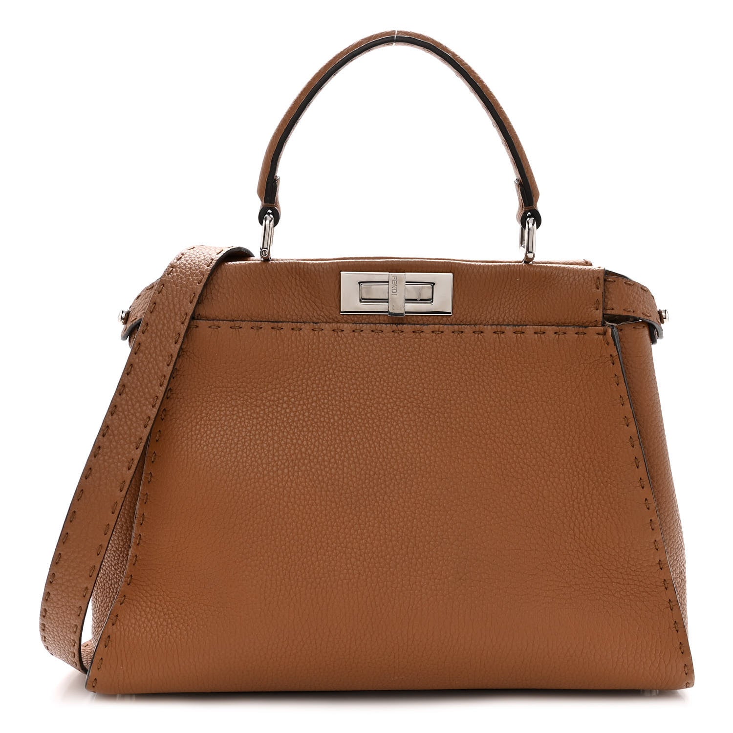 Fendi Cuoio Romano Selleria Bi-Color Medium Peekaboo Iconic Satchel Mou ...