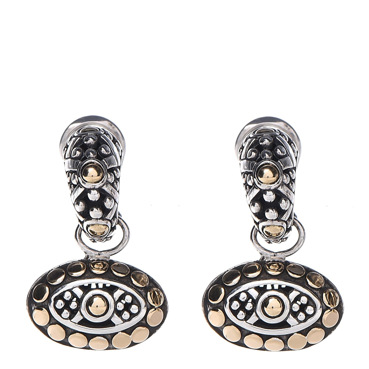 John Hardy Sterling Silver 18K Gold Oval Dot Jaisalmer Drop Hoop ...