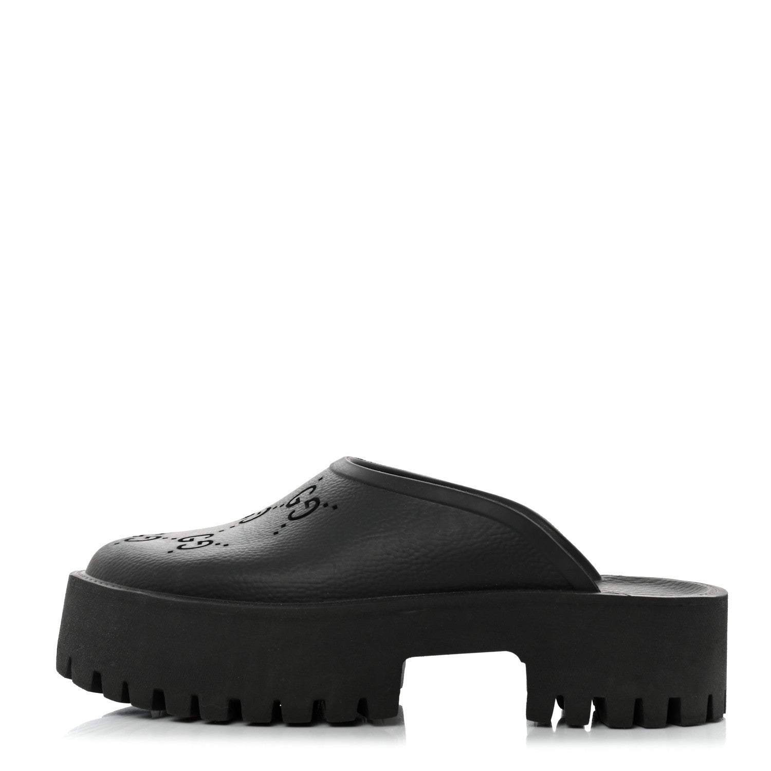 Gucci Rubber GG Monogram Perforated Elea Platform 55mm Lug Sole Sandals ...