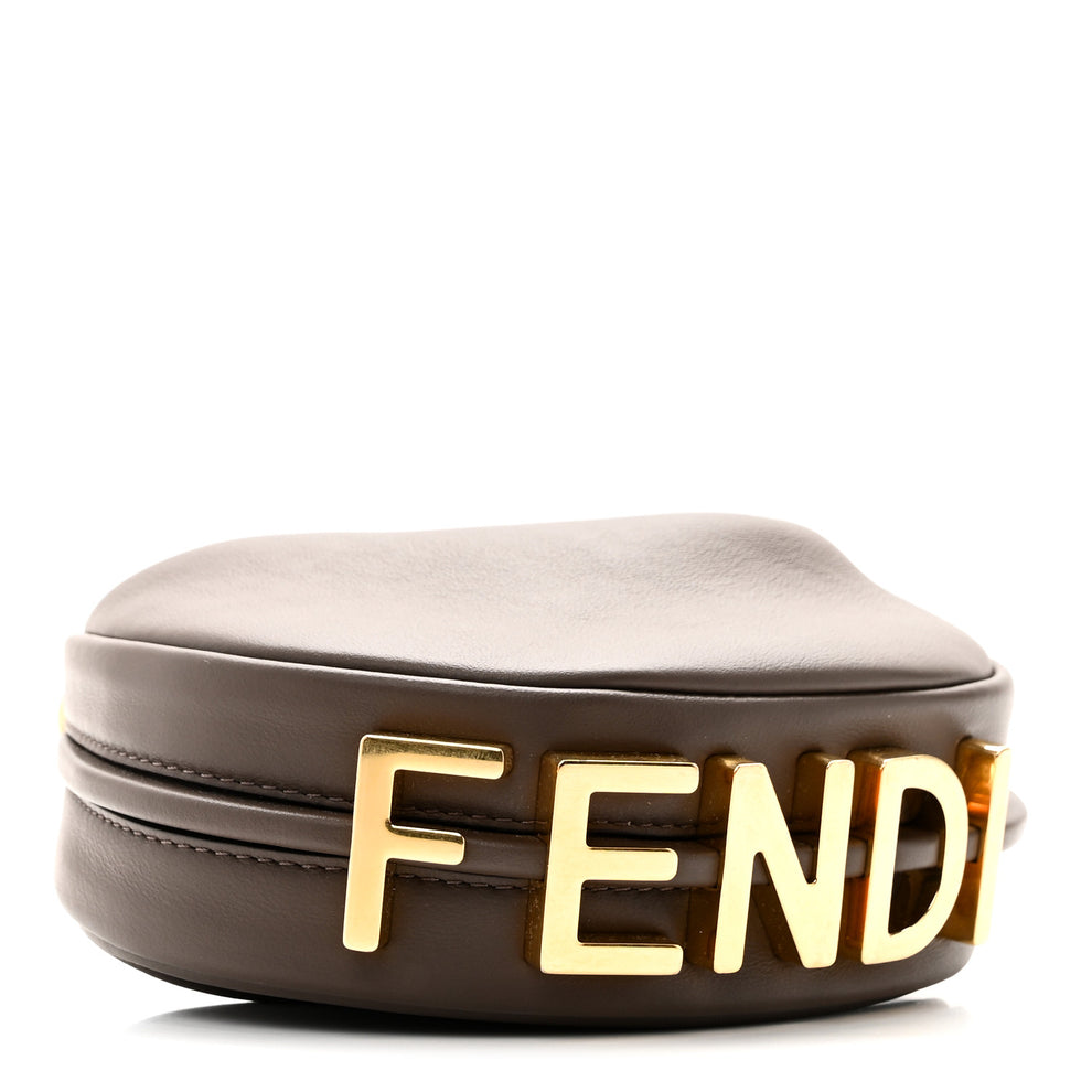 Fendi Vitello Grace New Matte Nano Fendigraphy Hobo Charm Dark Coffee ...