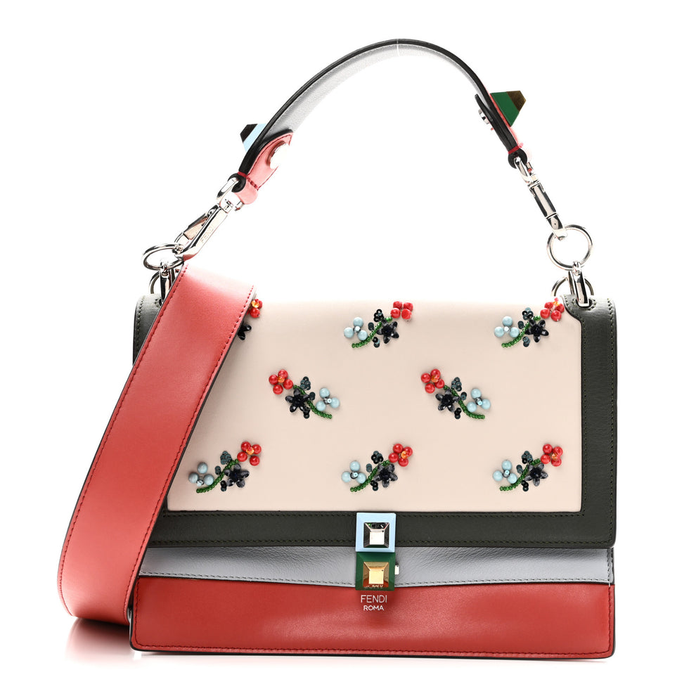Fendi Vitello Liberty Dolce Floral Embroidered Studded Kan I Shoulder ...