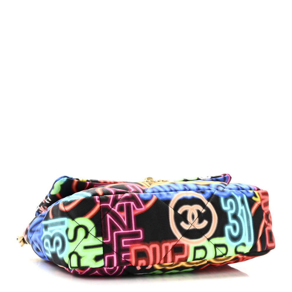 Chanel Fabric Printed Medium Chanel 19 Flap Black Multicolor 1801228 ...