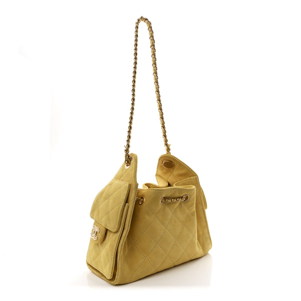 Chanel Suede Quilted Mini Chanel 25 Handbag Yellow 1774321 – FASHIONPHILE