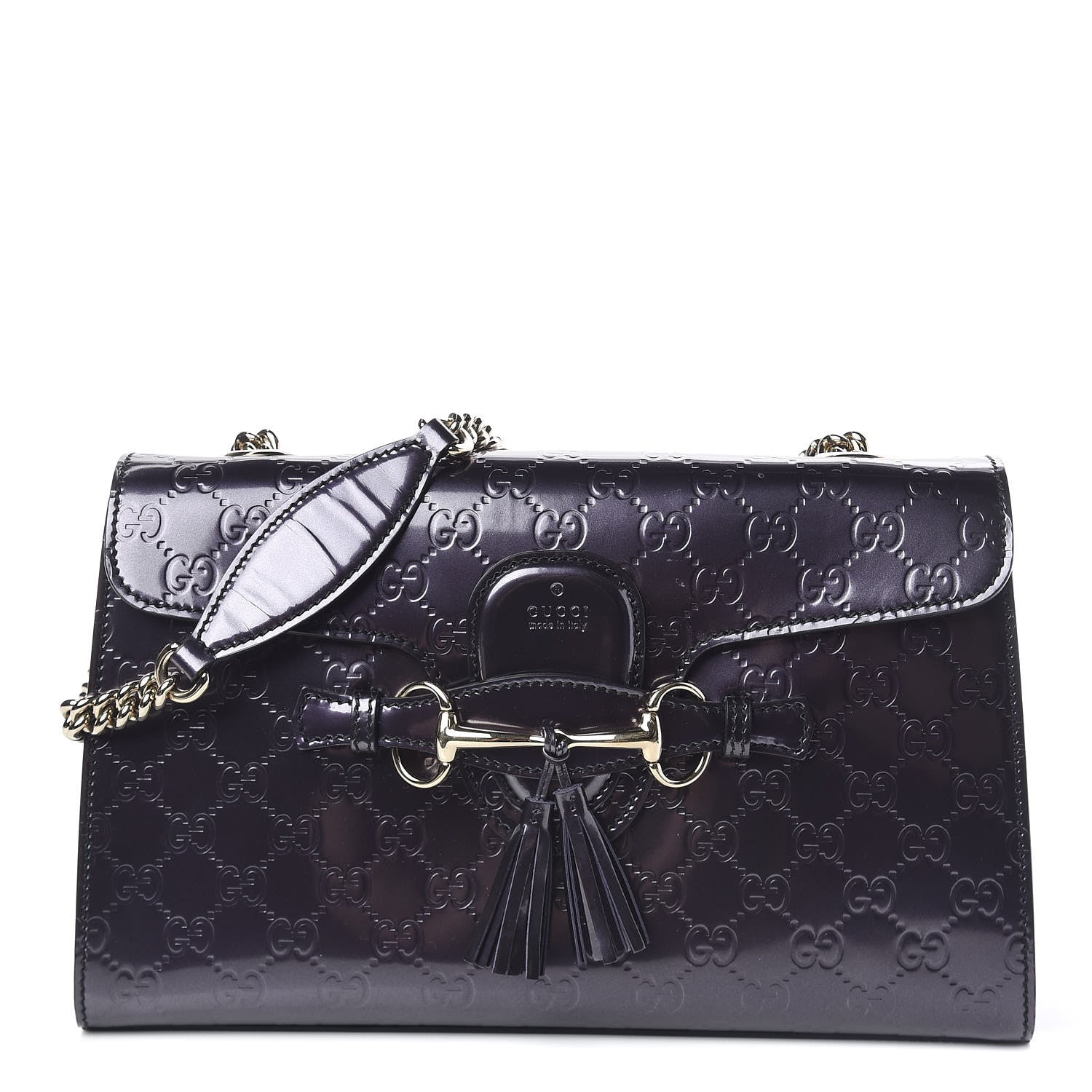 Gucci Shine Guccissima Medium Emily Chain Shoulder Bag Melanzana 462694 ...