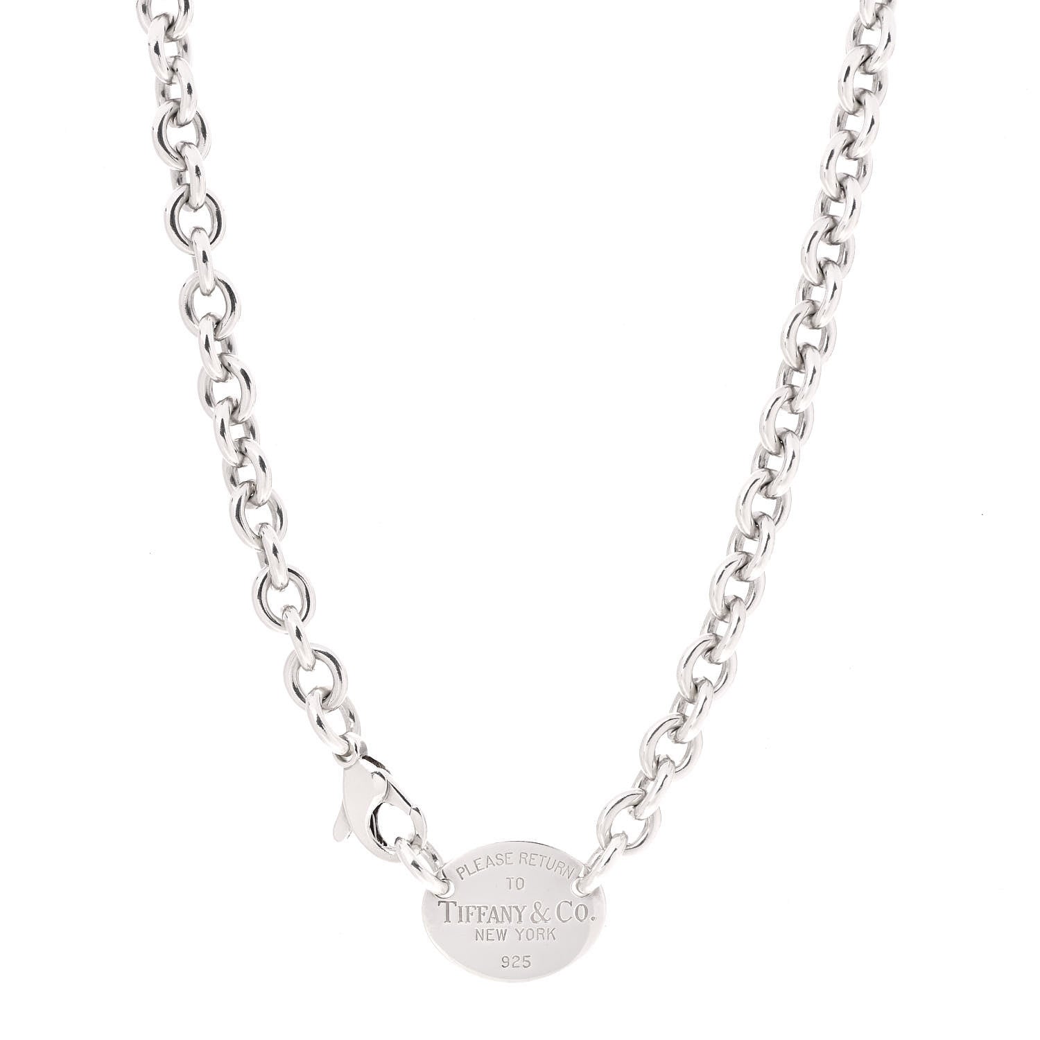 Tiffany Sterling Silver Return to Tiffany Oval Tag Choker Necklace ...