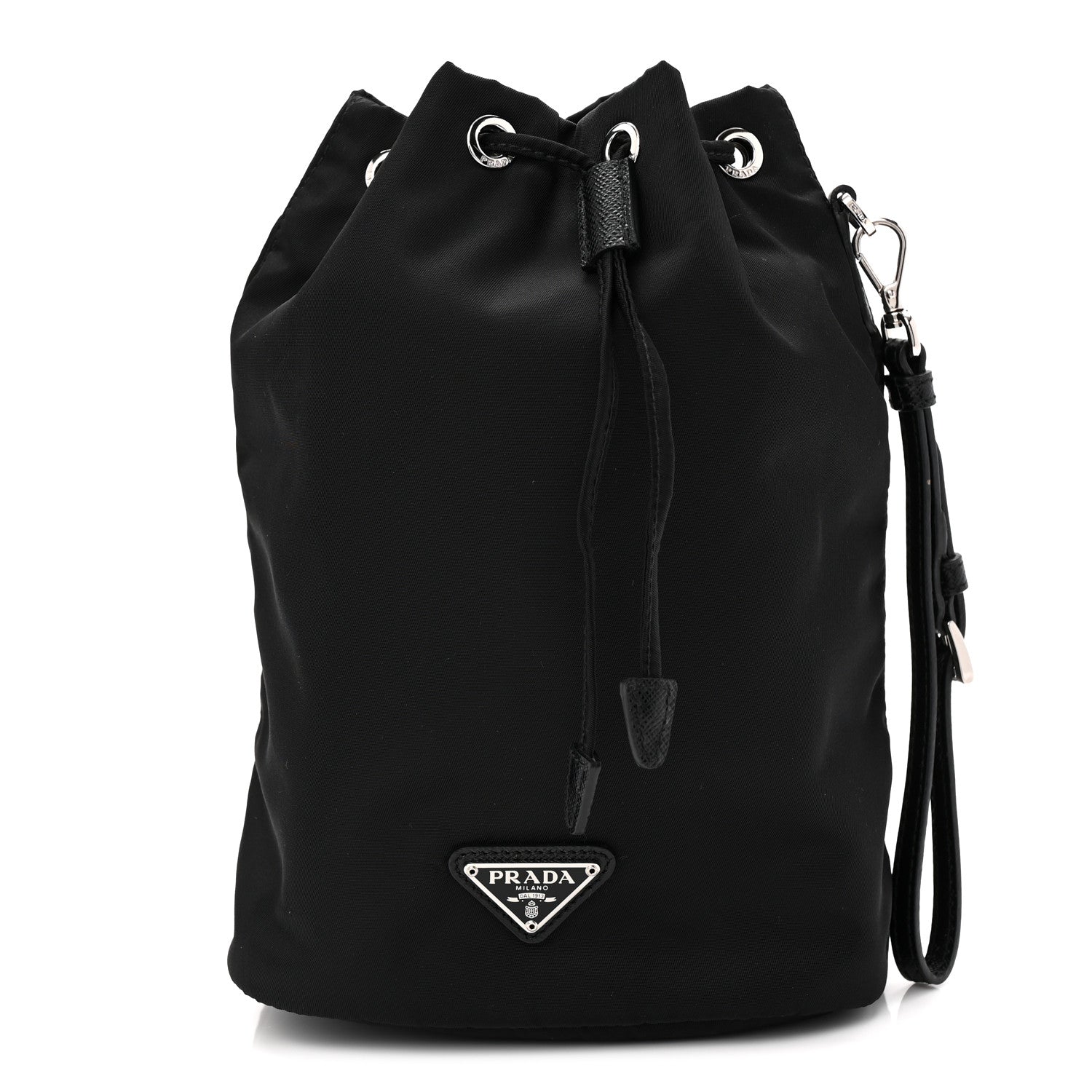Prada Re-Nylon Vela Drawstring Wristlet Pouch Black 1783227 – FASHIONPHILE