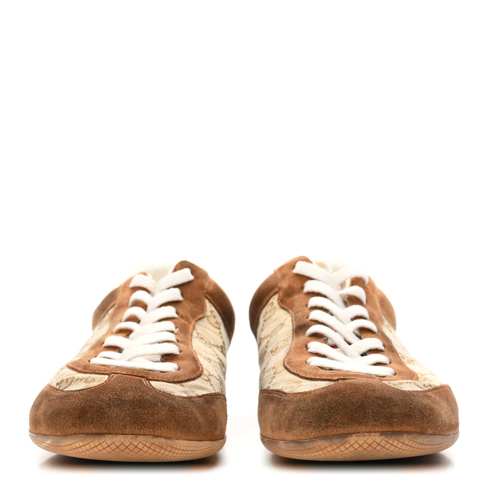 Gucci GG Monogram Suede Web Mens Shift Sneakers 10.5 Beige Brown ...