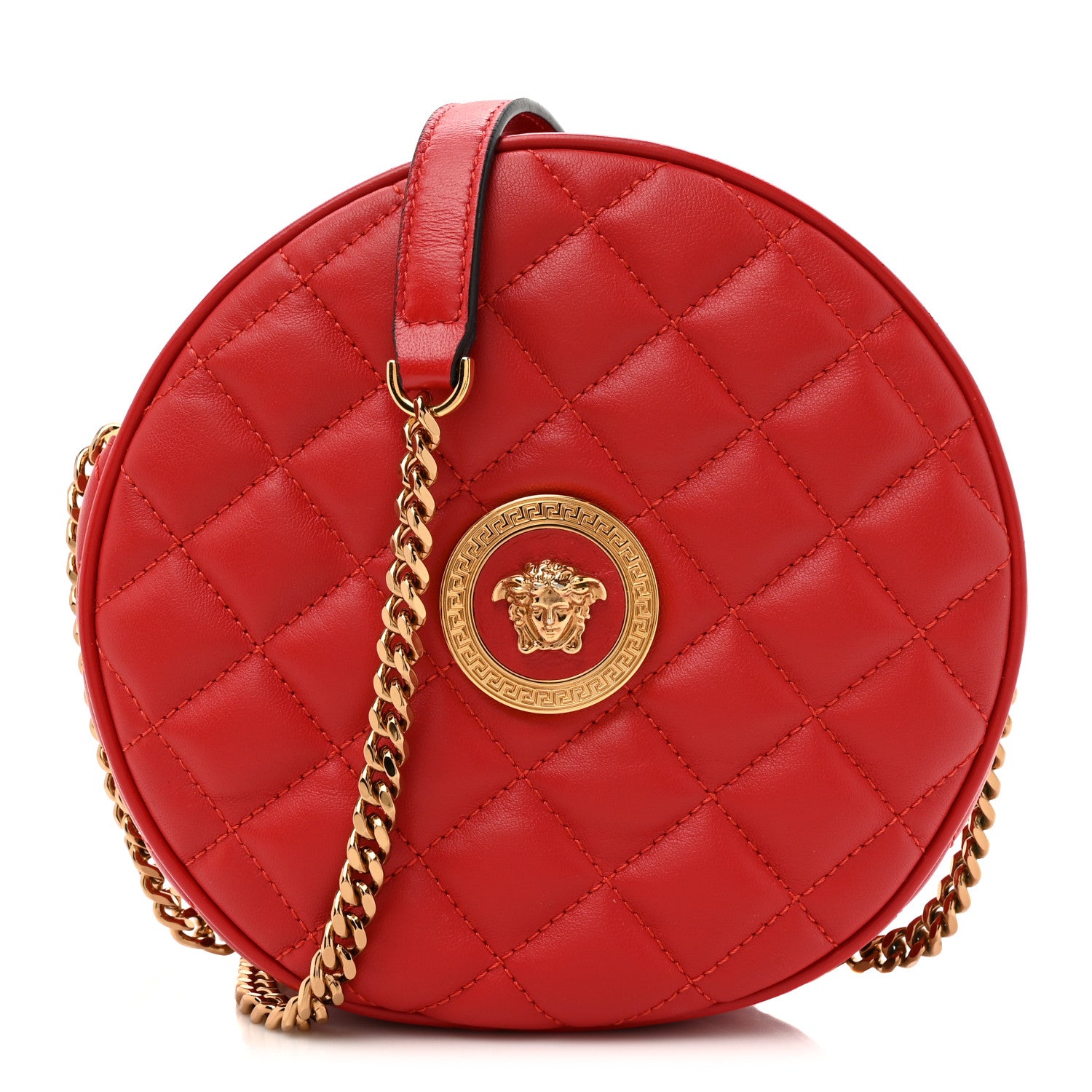 Versace Nappa Quilted La Medusa Round Camera Bag Red 1665502 – FASHIONPHILE