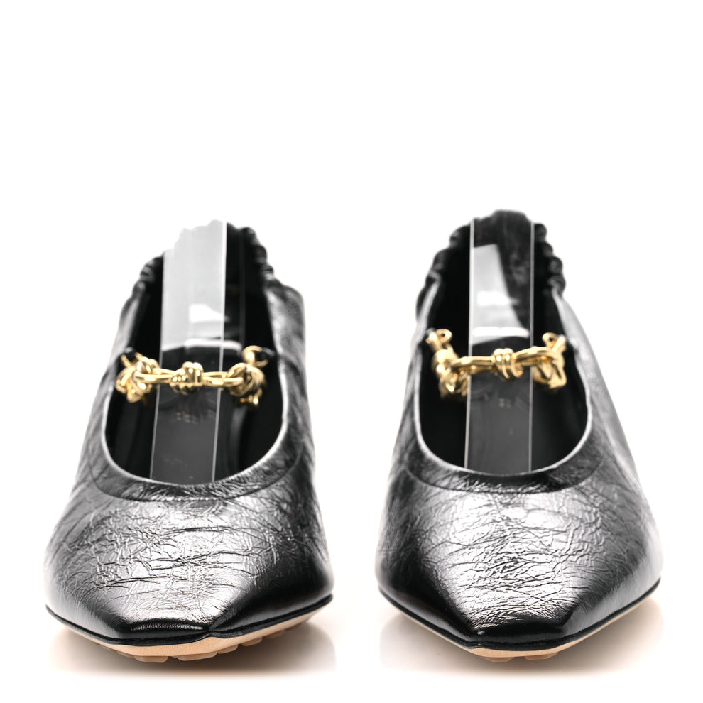 Bottega Veneta Crinkled Calfskin Sharp Chain Pumps 39 Black 1780281 ...