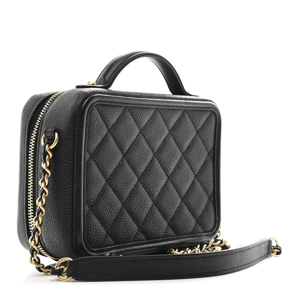 Chanel Caviar Quilted Small CC Filigree Vanity Case Black 1853343 ...