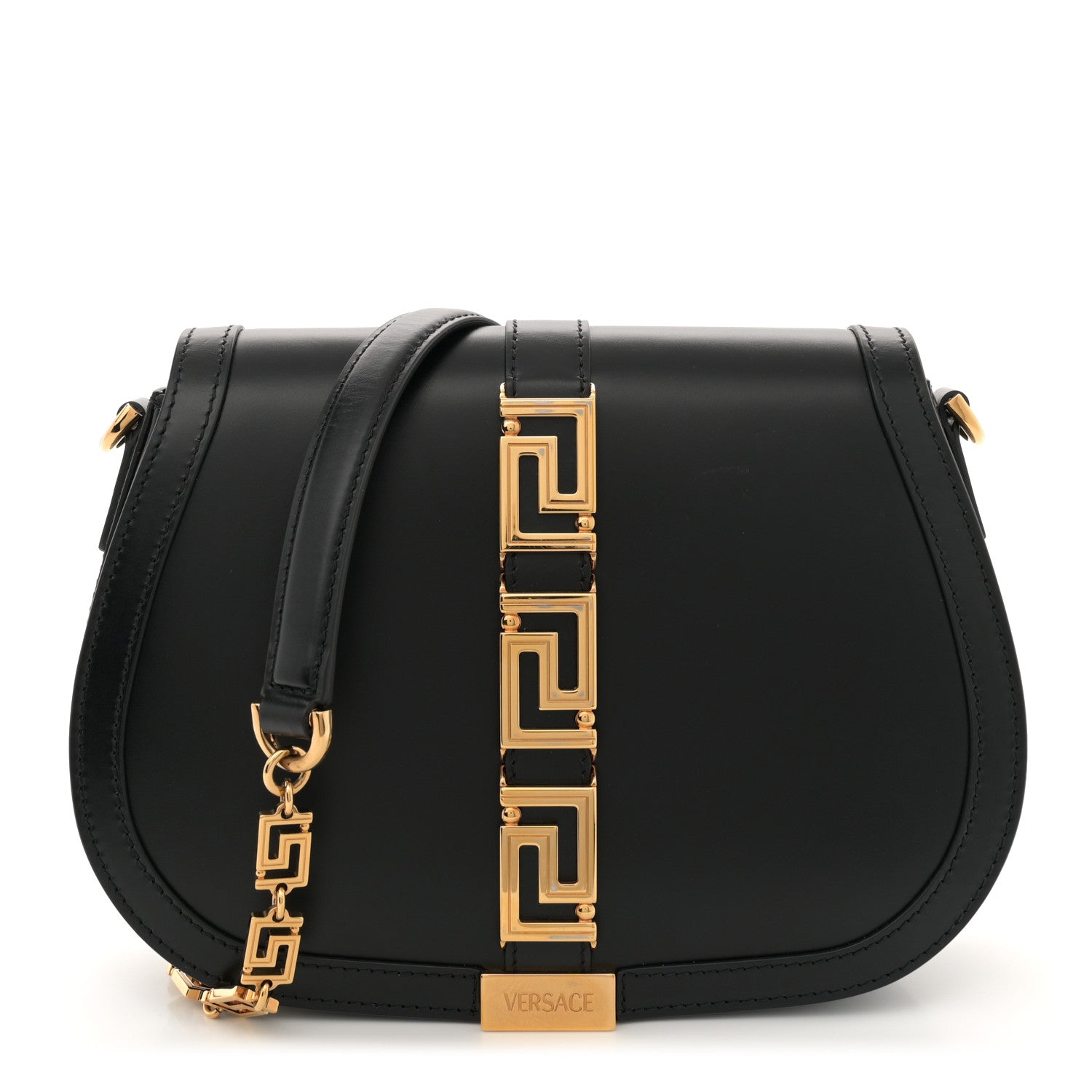 Versace Calfskin Large Greca Goddess Shoulder Bag Black 1591976 ...