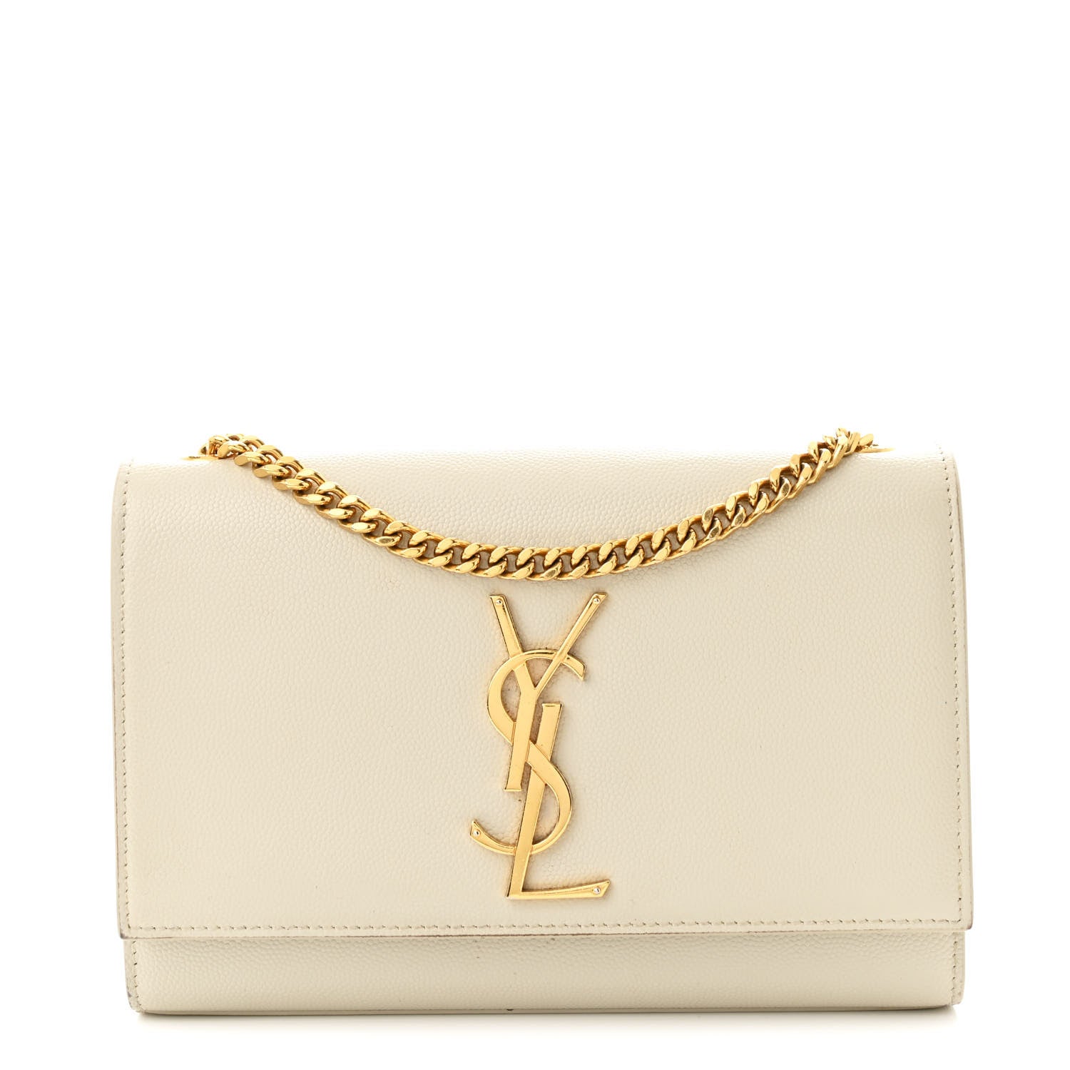 Saint Laurent Grain De Poudre Small Monogram Kate Satchel Crema Soft ...