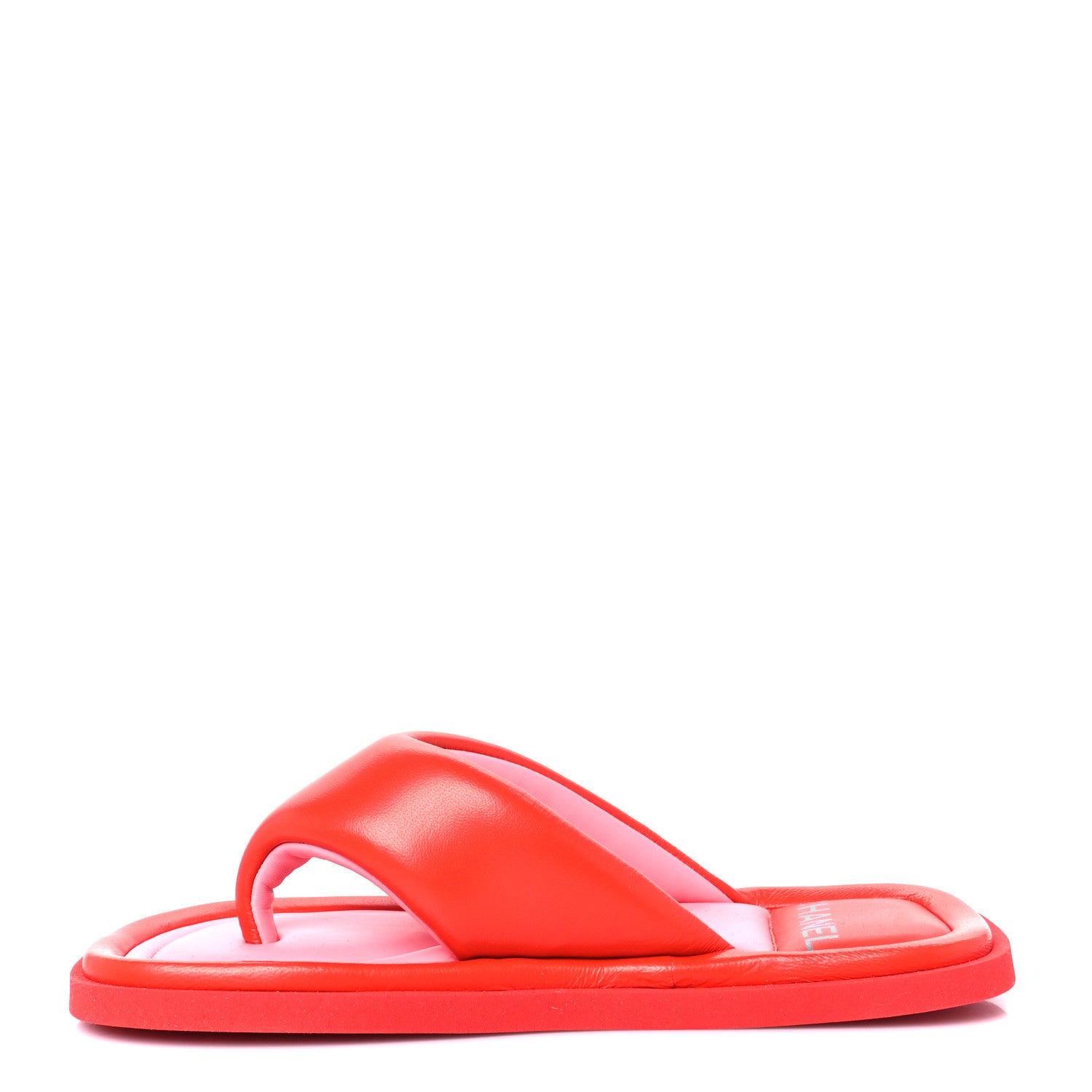 Chanel Lambskin Padded Pool Thong Sandals 37 Light Red Pink 1768522 ...