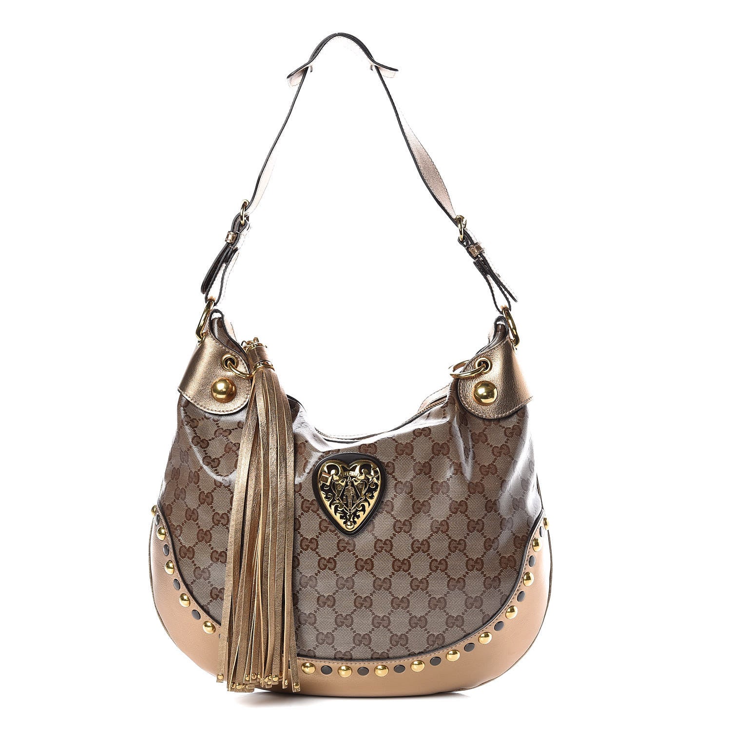 Gucci Crystal Monogram Babouska Hobo Gold 401529 – FASHIONPHILE