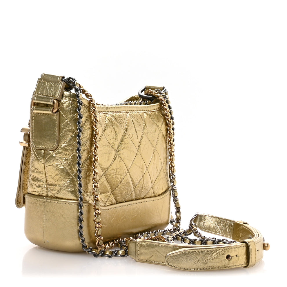 Chanel Metallic Aged Calfskin Quilted Small Gabrielle Hobo Gold 1785449 ...