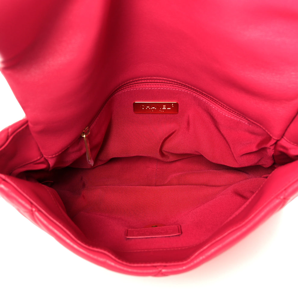 Chanel Goatskin Quilted Large Chanel 19 Flap Dark Pink 1794546 ...