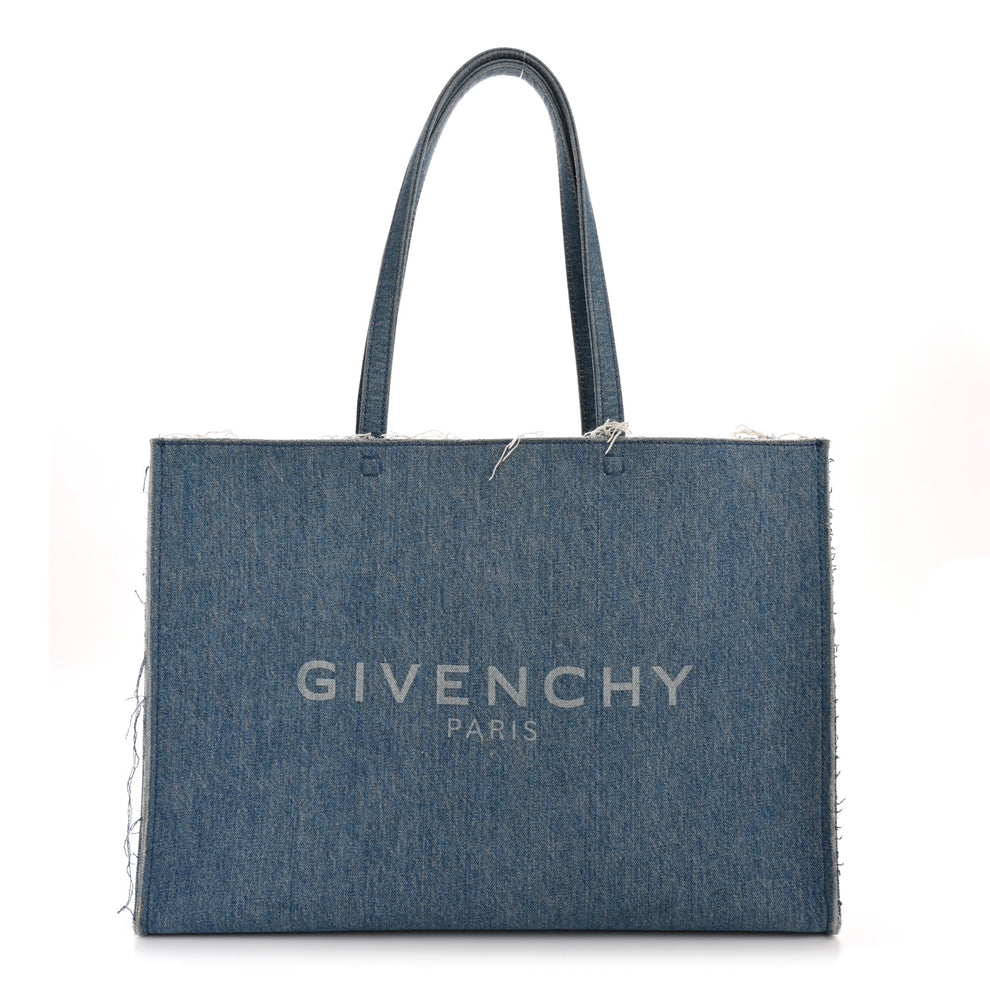 Givenchy Denim Logo Shopping Tote Light Blue 1809165 – FASHIONPHILE