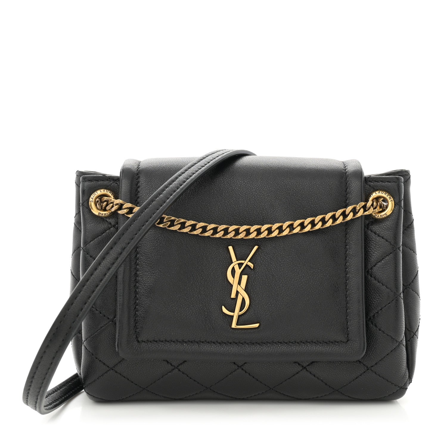 Saint Laurent Lambskin Quilted Monogram Mini Nolita Black 1573015 ...