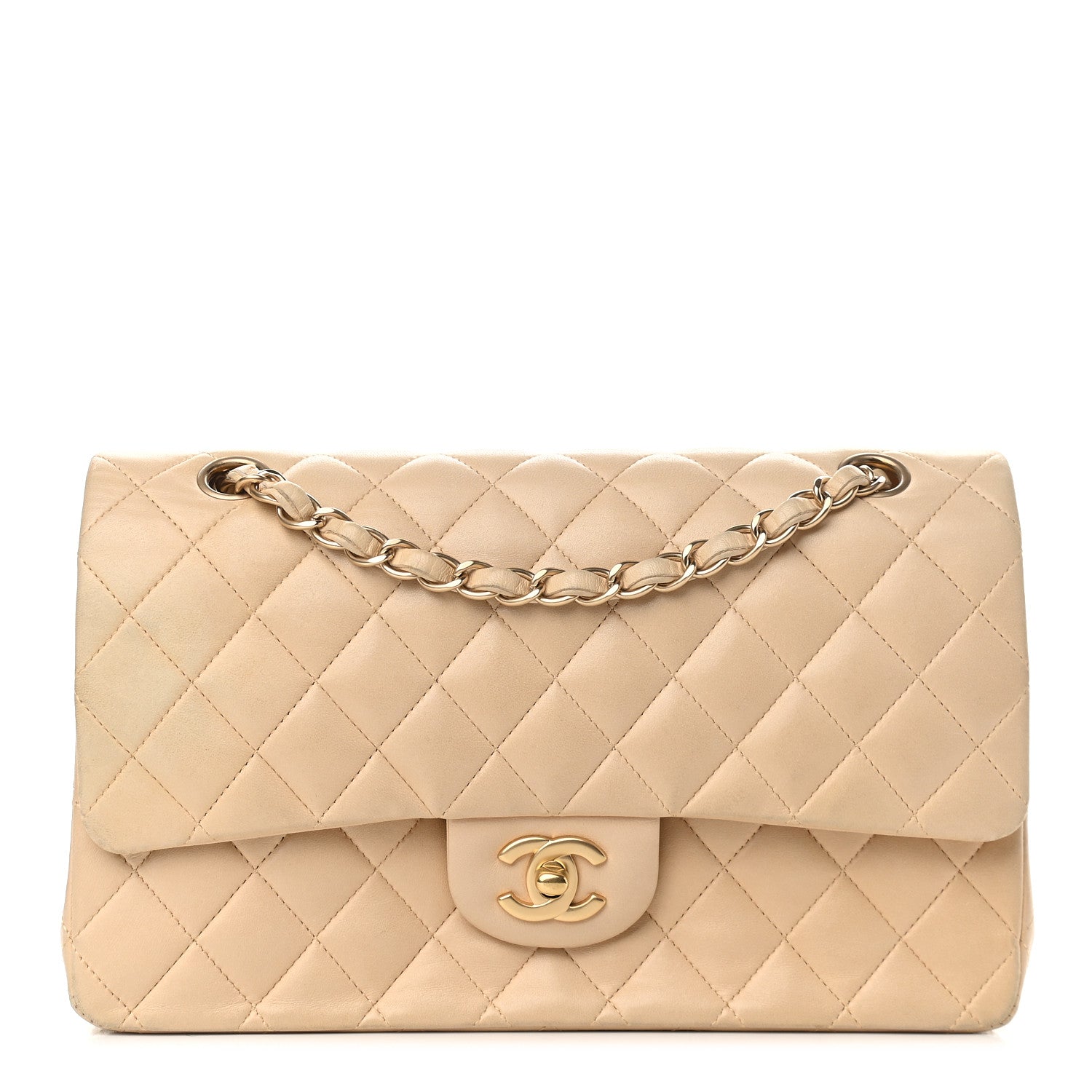 Chanel Lambskin Quilted Medium Double Flap Beige 912314 – FASHIONPHILE