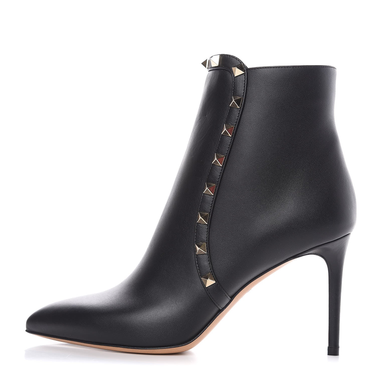 Valentino Garavani Calfskin Rockstud 85mm Ankle Booties 38 Black 400404 ...