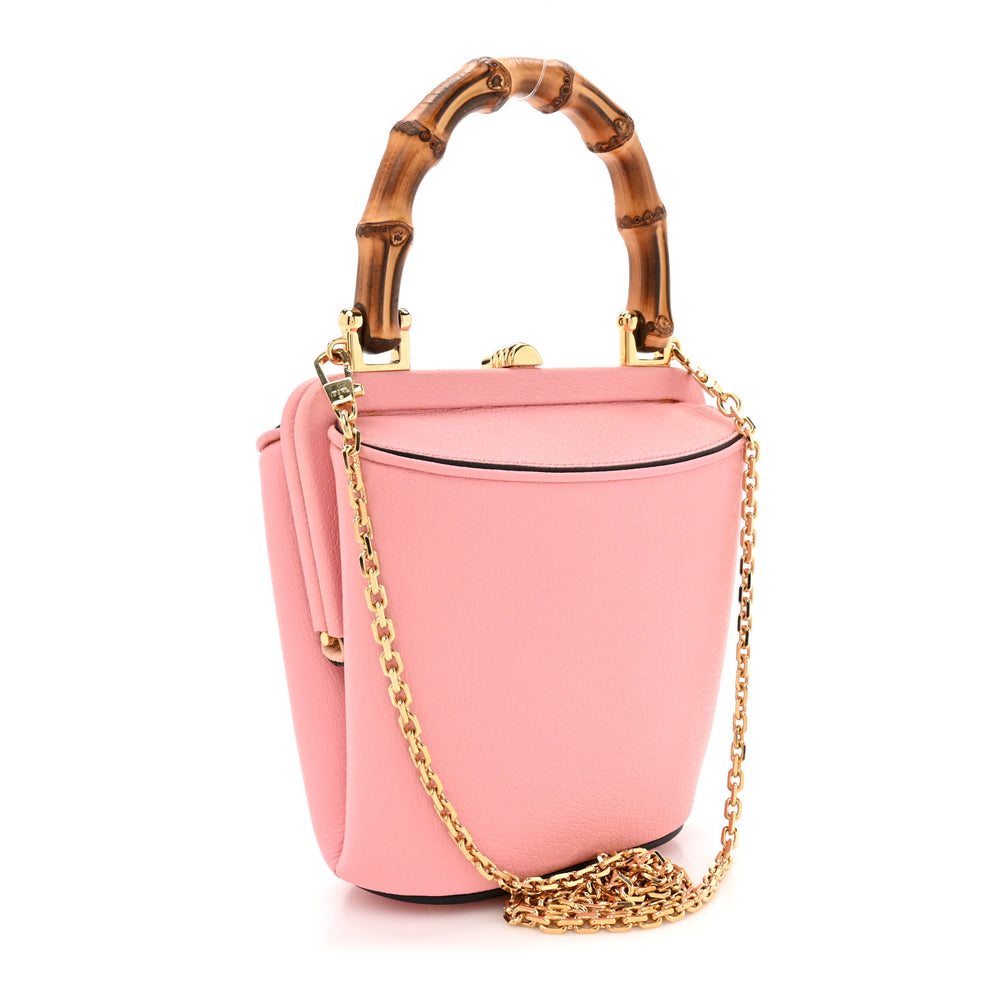 Gucci Textured Dollar Calfskin Bamboo Mini Marina Bucket Bag Wild Rose ...
