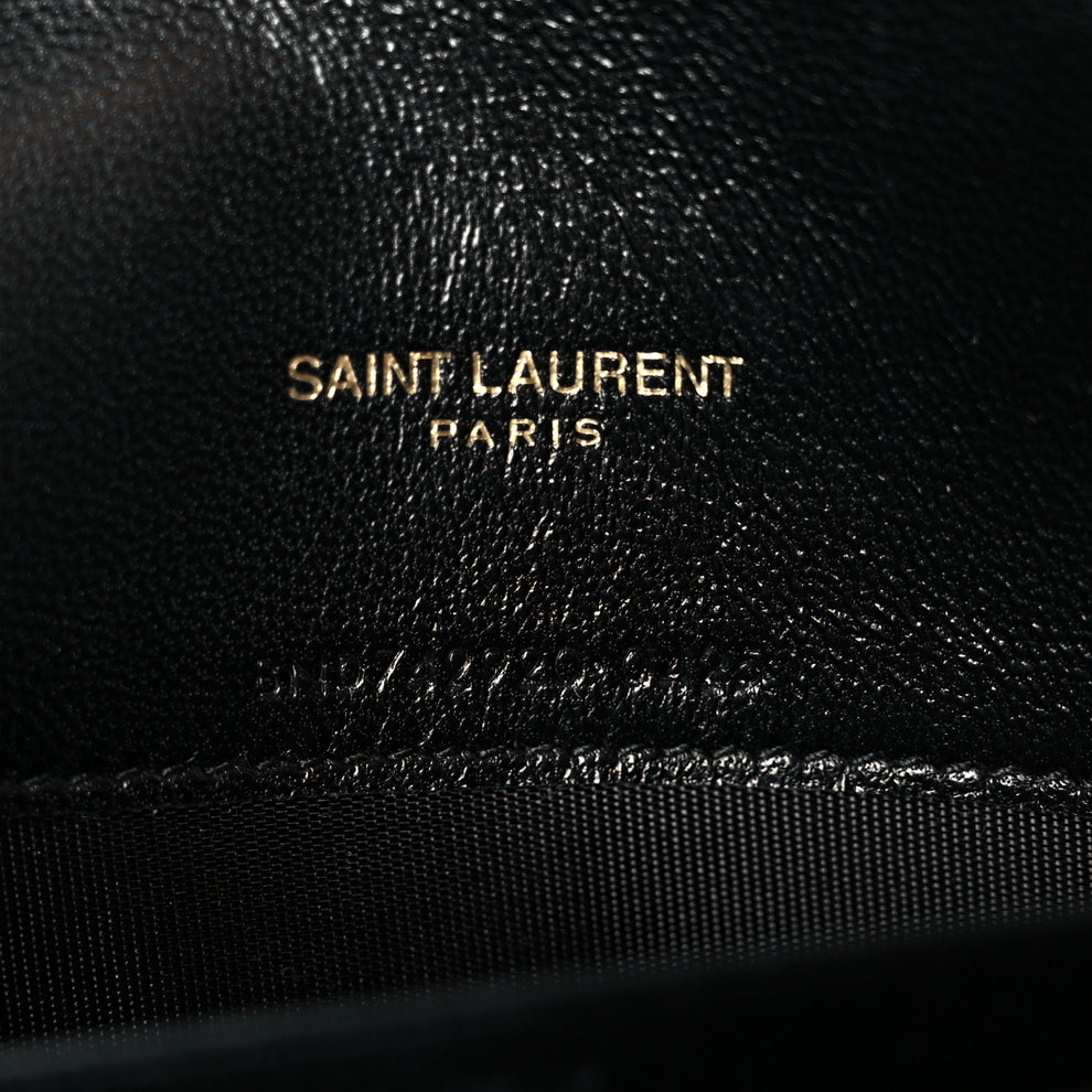 Saint Laurent Calfskin Matelasse Chevron Monogram Envelope Chain Wallet ...