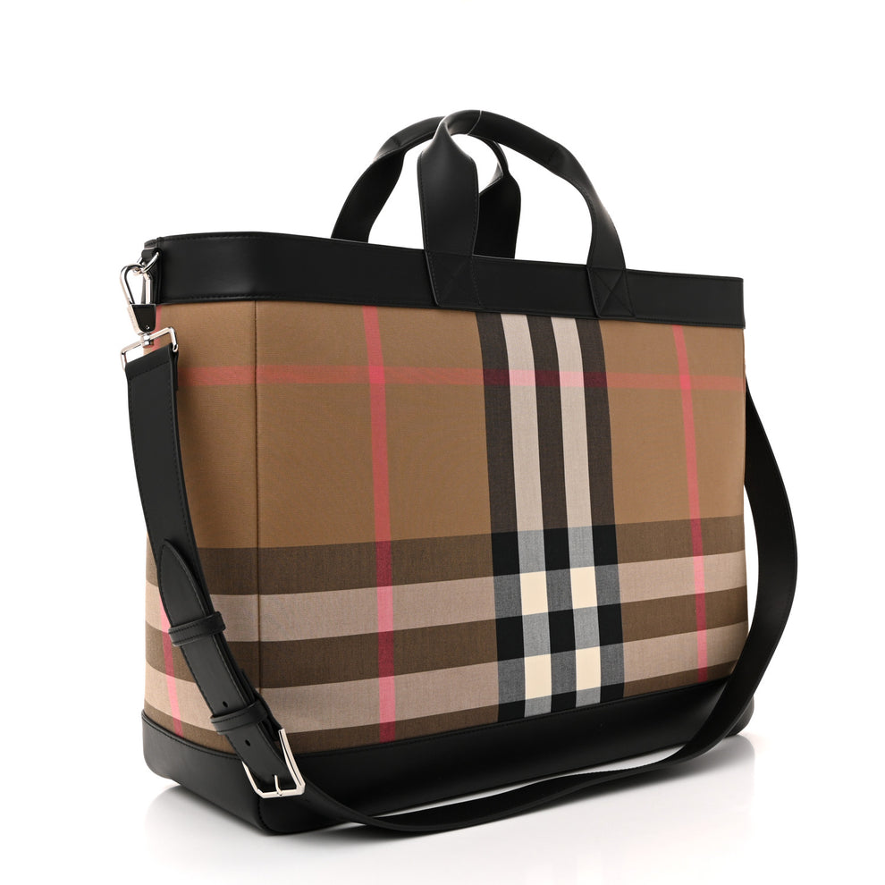 Burberry IP Check Nylon Calfskin Ormond Tote Bag Taupe Brown 1789806 ...