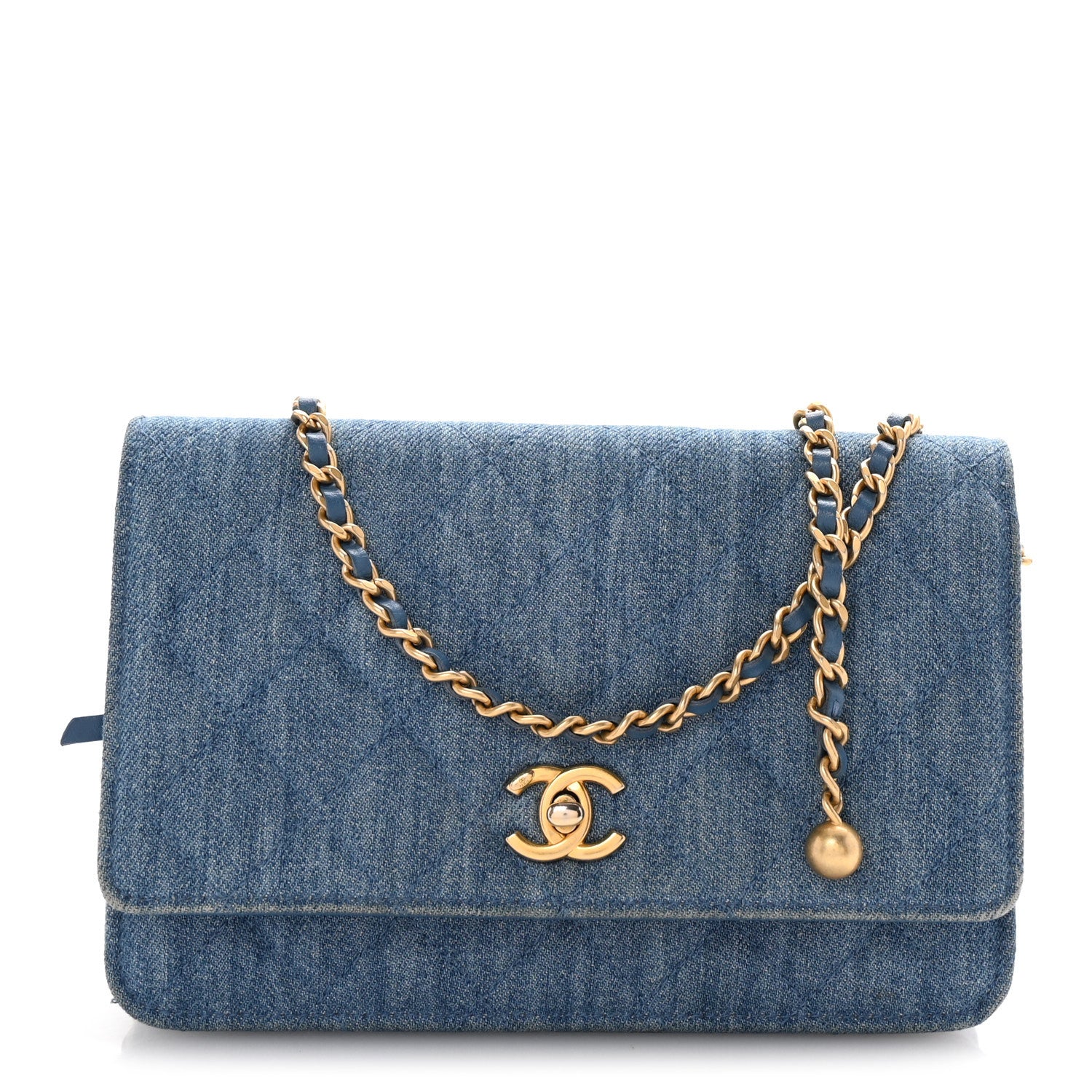 Chanel Denim Quilted CC Pearl Crush Wallet on Chain WOC Blue 1715353 ...