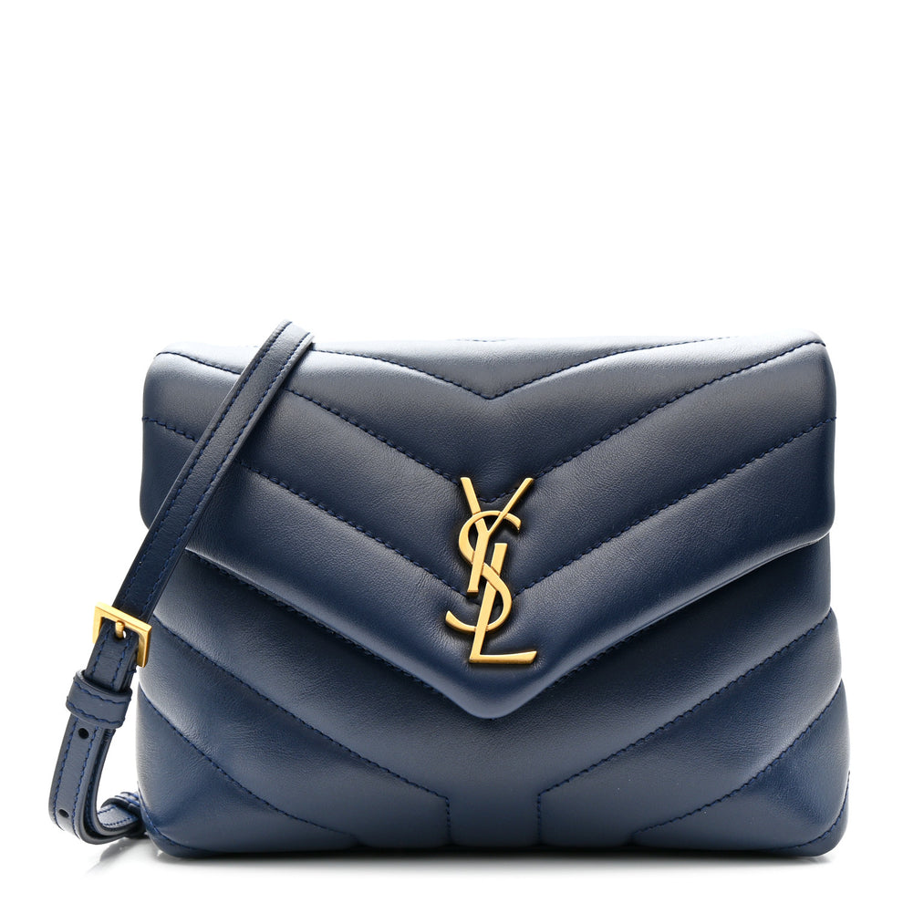 Saint Laurent Calfskin Y Quilted Monogram Toy Loulou Crossbody Bag Blue ...