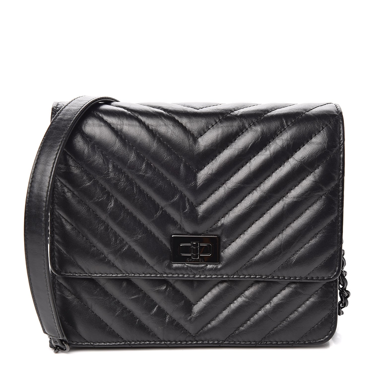 Chanel Aged Calfskin Chevron Quilted Reissue 2.55 Square Wallet On ...