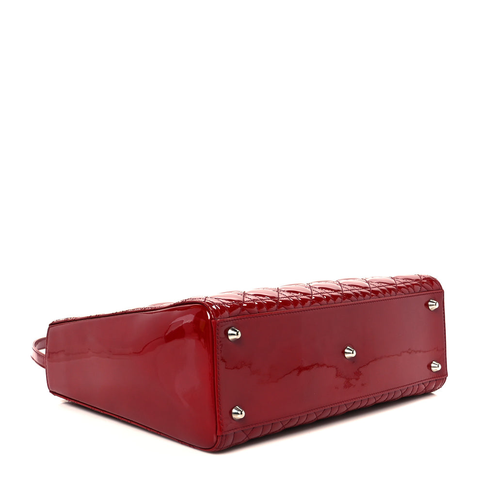 Christian Dior Patent Cannage Large Lady Dior Red 1794594 – FASHIONPHILE