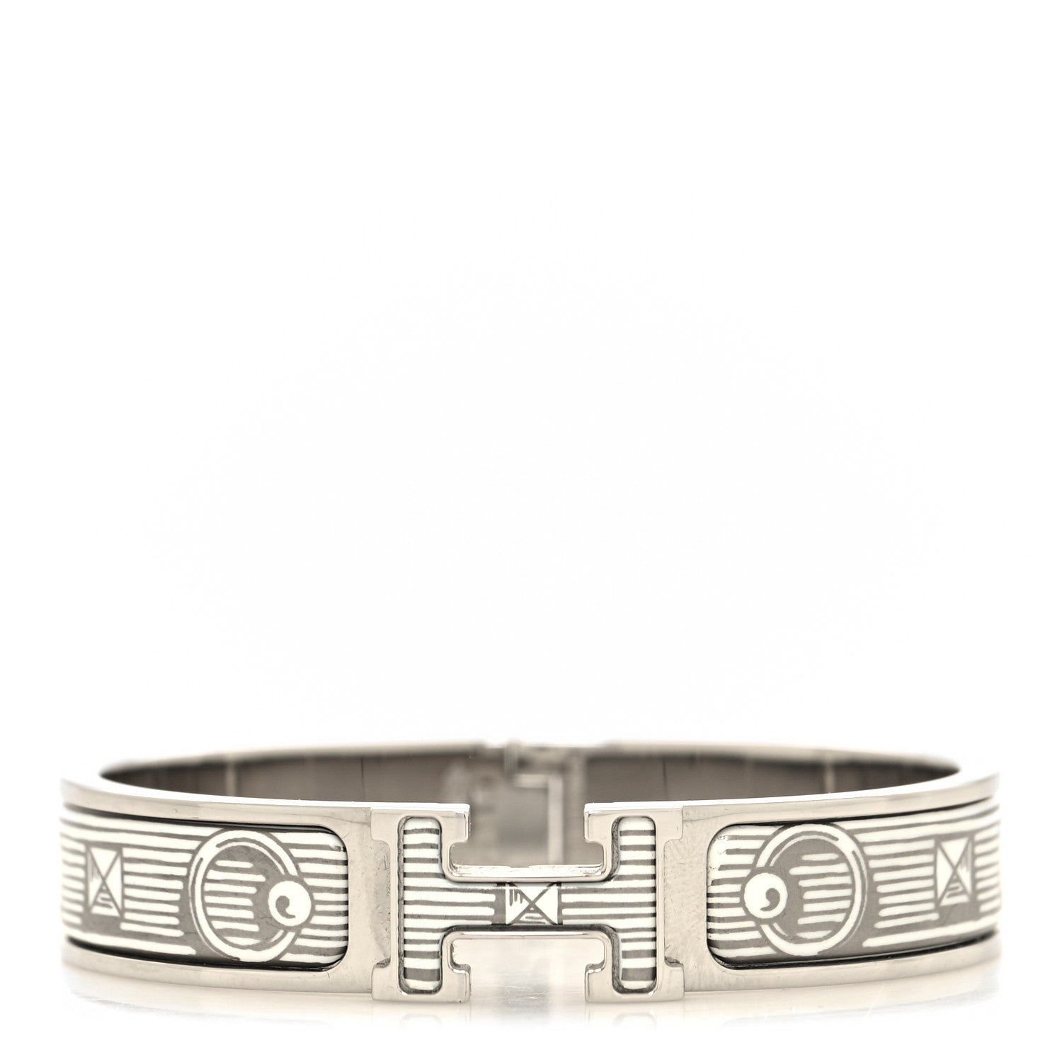 Hermes Enamel Narrow Printed Bijoux Trompe l'Oeill Clic Clac H Bracelet ...