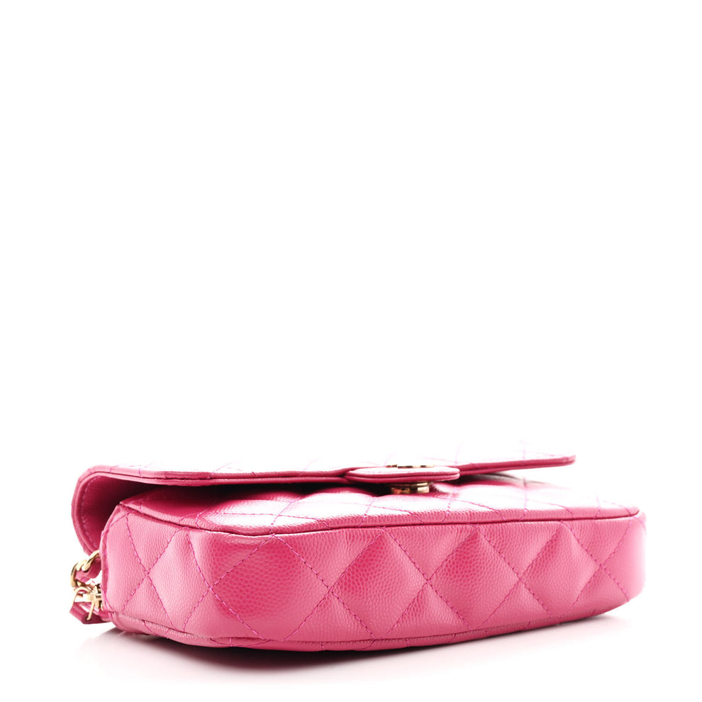 Chanel Caviar Quilted Flap Phone Holder With Chain Pink 1792820 ...