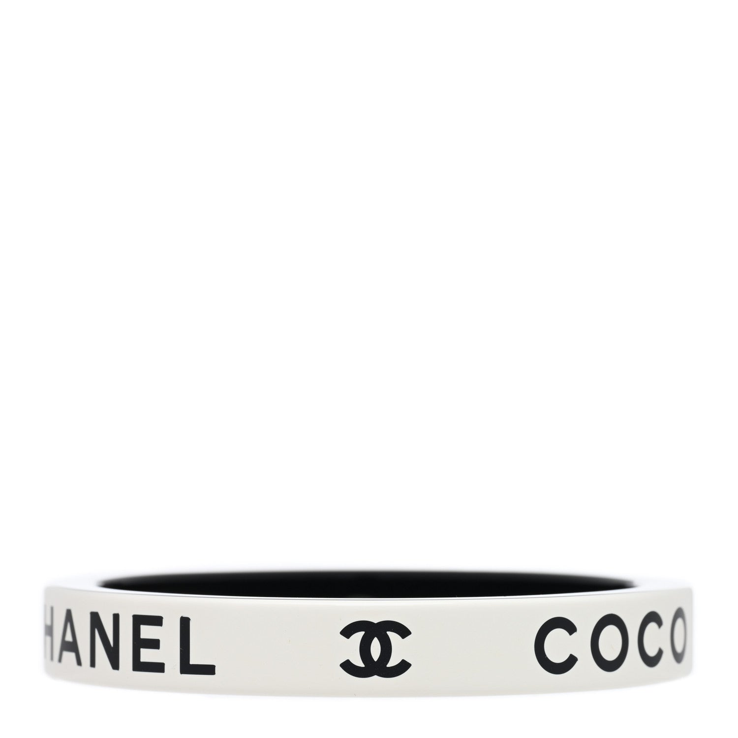 Chanel Resin Logo Bangle Bracelet Black White 1461018 – FASHIONPHILE